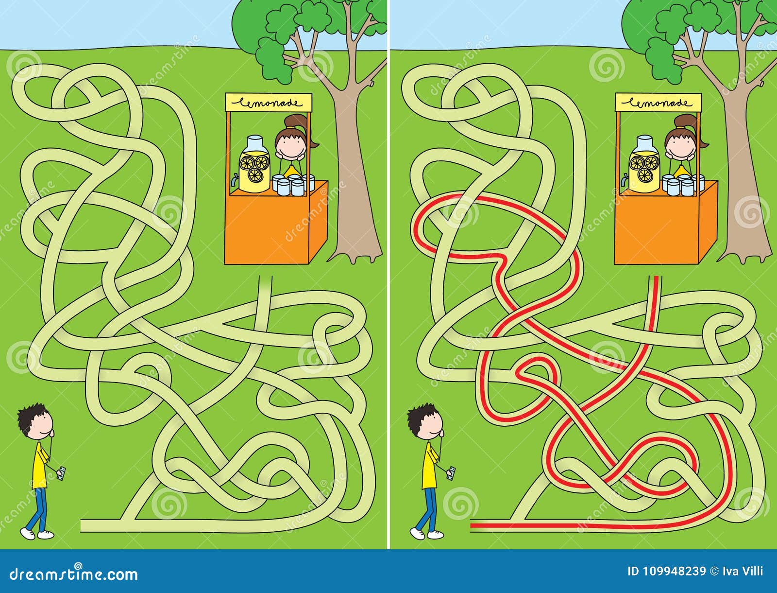 Lemonade maze stock vector. Illustration of easy, sellin - 109948239