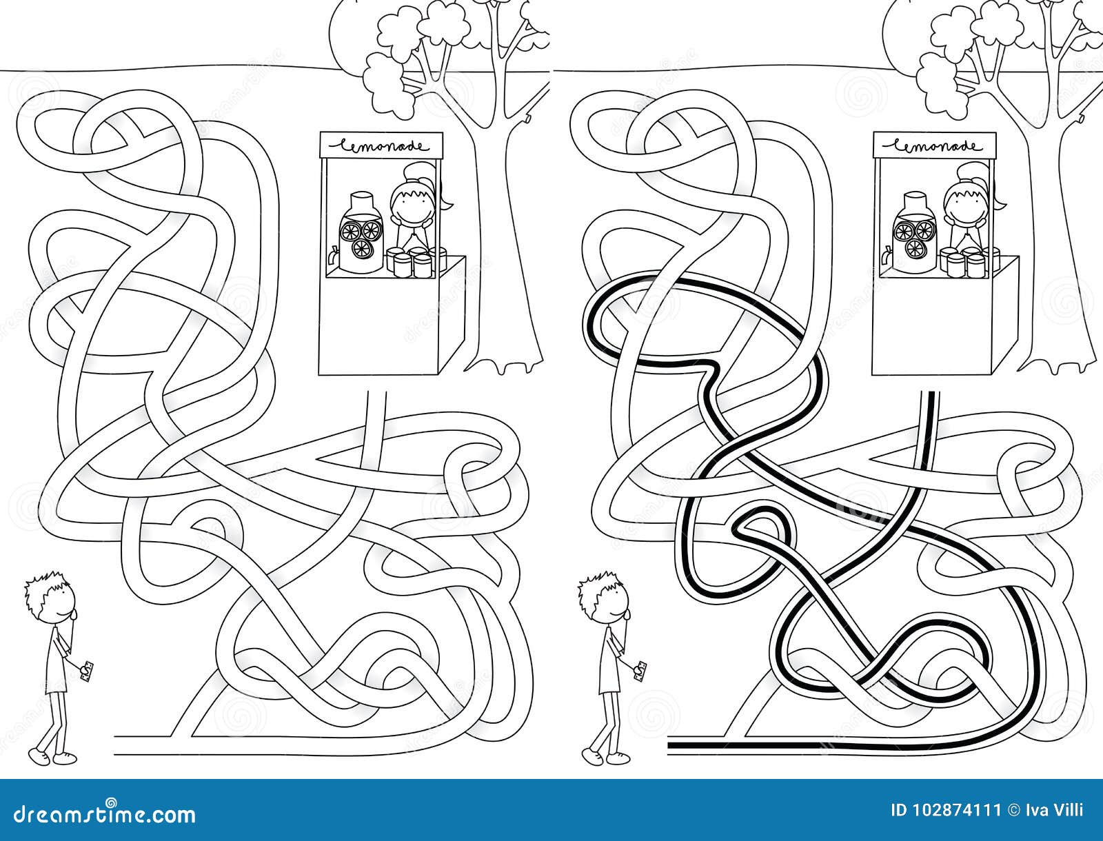 Lemonade maze stock vector. Illustration of maze, black - 102874111