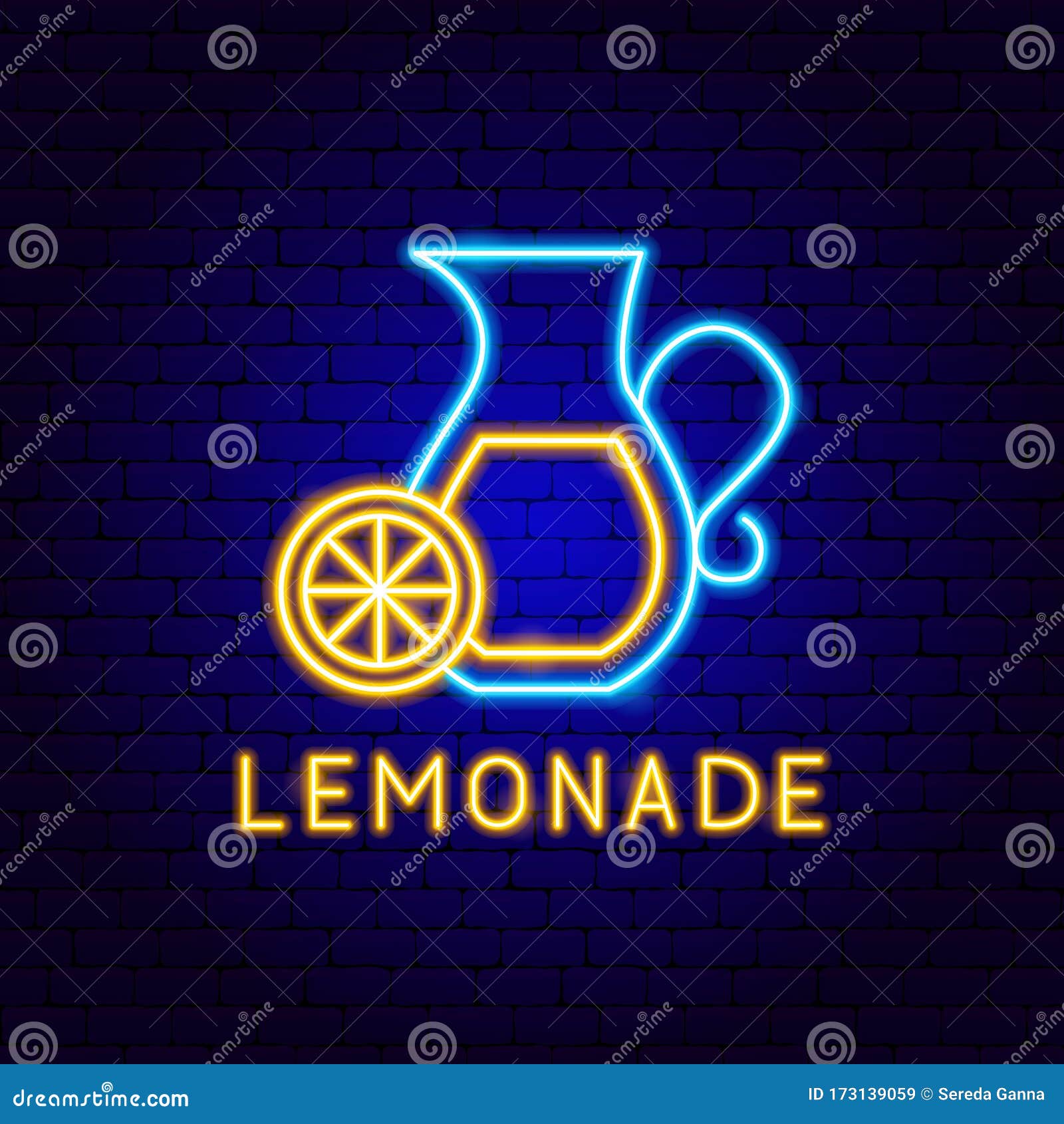 Lemonade Neon Label stock vector. Illustration of food - 173139059