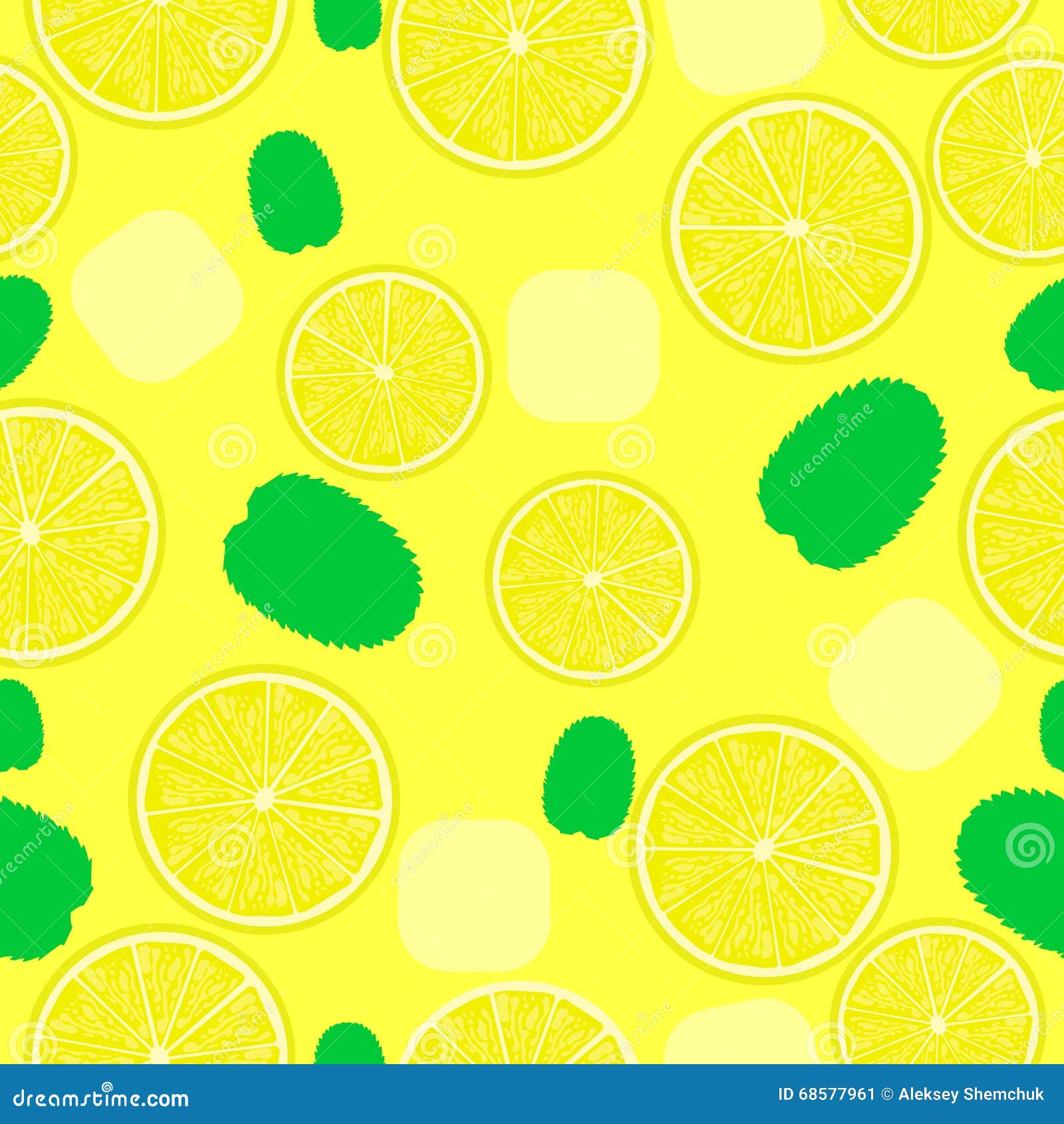 Lemonade Pattern. Seamless Background for Coctails with Ice and Leaves ...