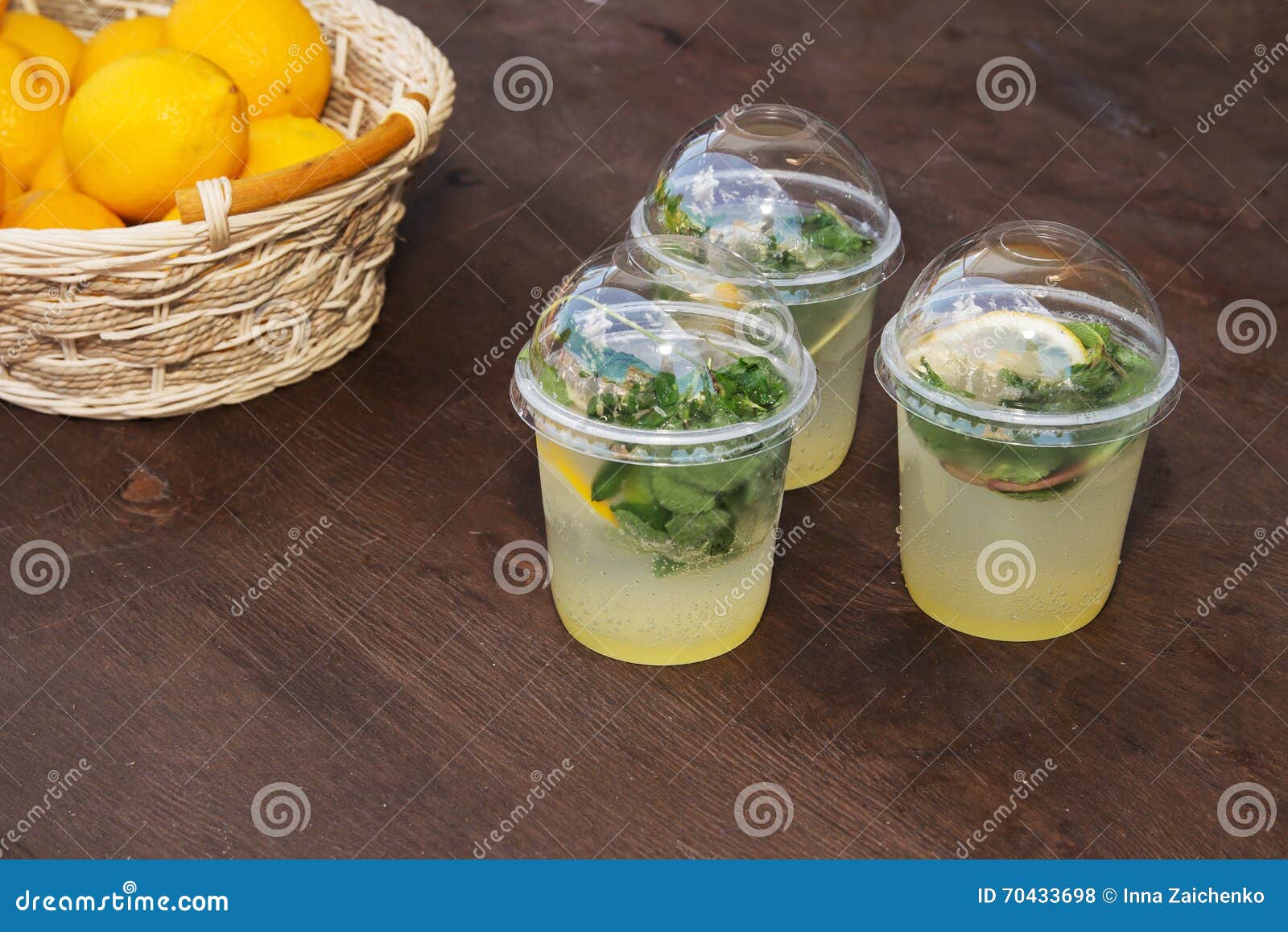Lemonade in plastic cup stock photo. Image of iced, refreshment - 70433698
