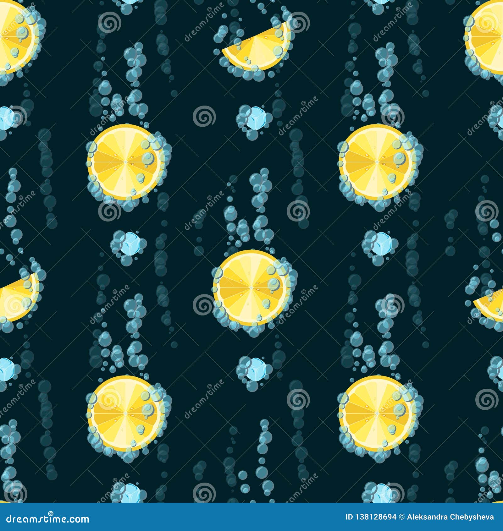 Lemonade Print. Seamless Pattern with Lemon and Ice Cubes Stock ...