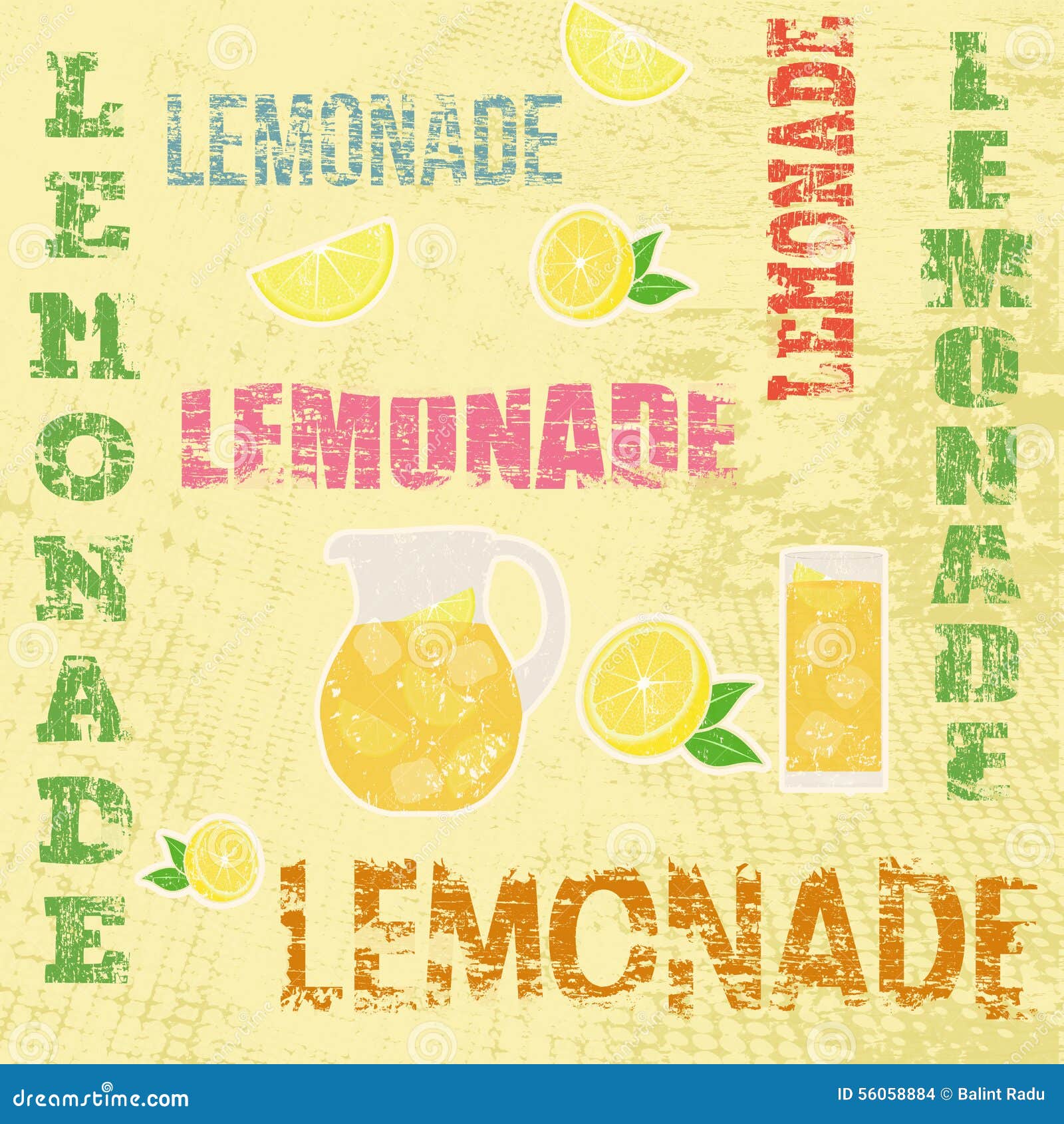 Lemonade Retro Poster. Brochure Marketing Placard With Fresh Lemon ...