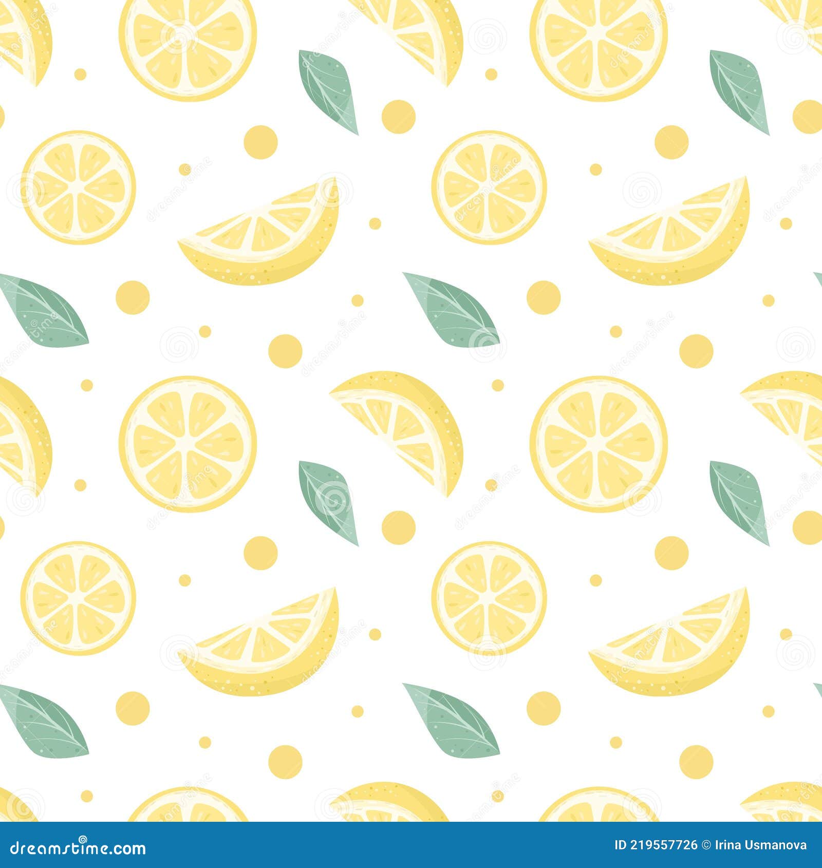 Lemonade Seamless Pattern with Yellow Lemons and Mint. Whole and Parts ...