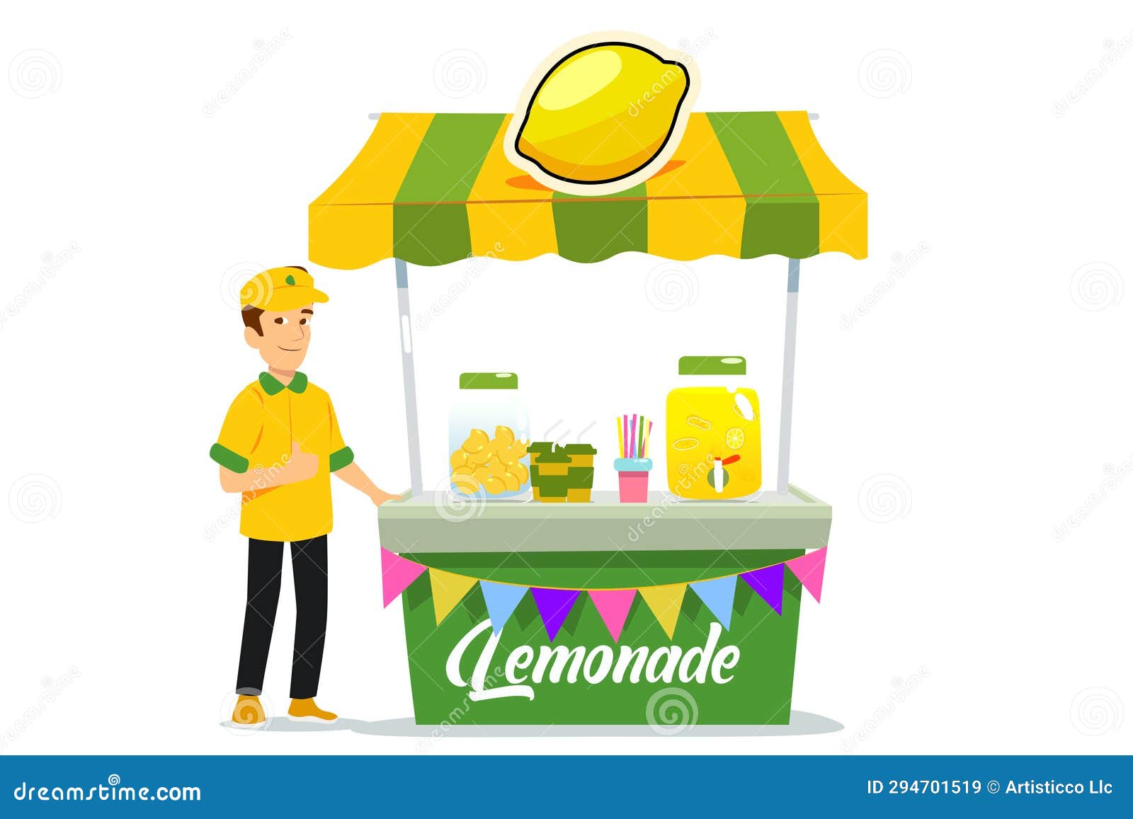 Lemonade Stand Vendor Vector Illustration Stock Vector - Illustration ...
