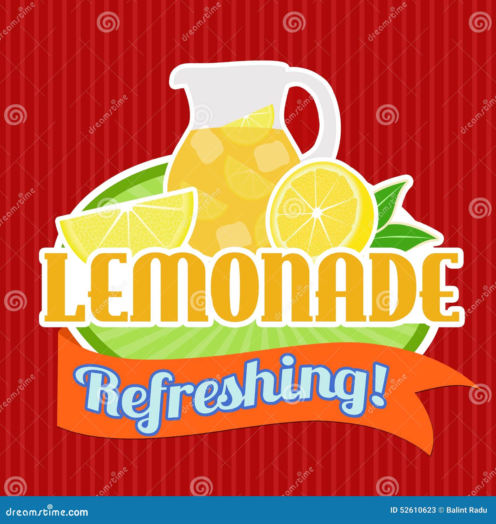 Lemonade sticker or label stock vector. Illustration of slice - 52610623