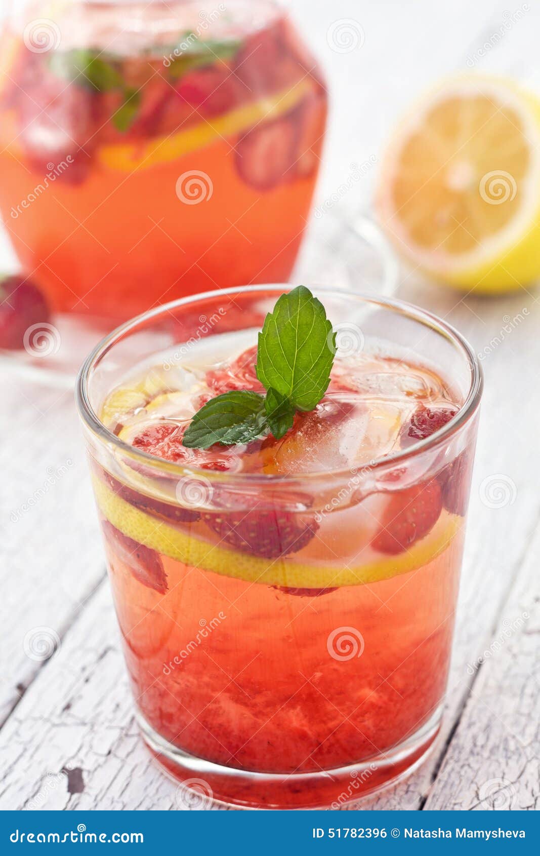 Lemonade with strawberries stock photo. Image of drink - 51782396