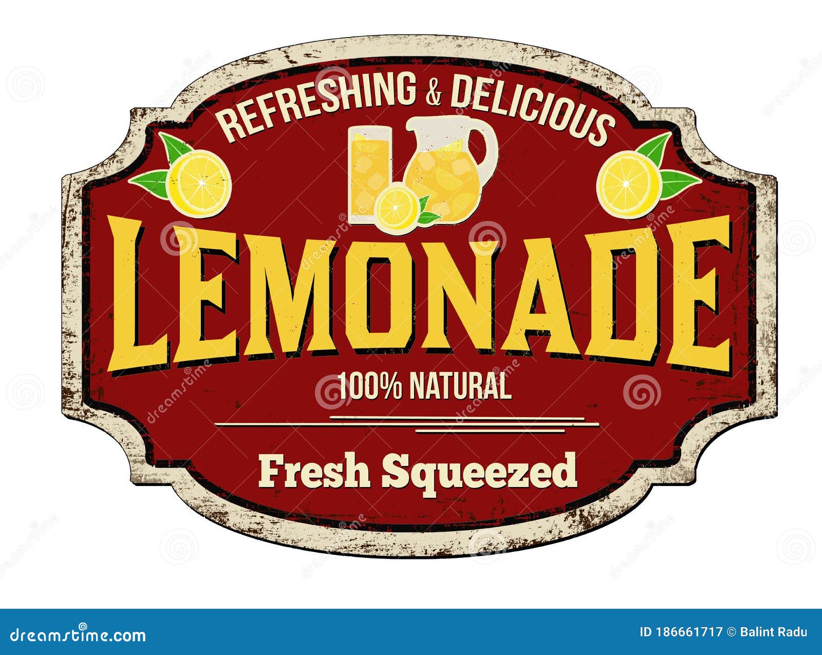 Lemonade Vintage Rusty Metal Sign Vector Illustration | CartoonDealer ...
