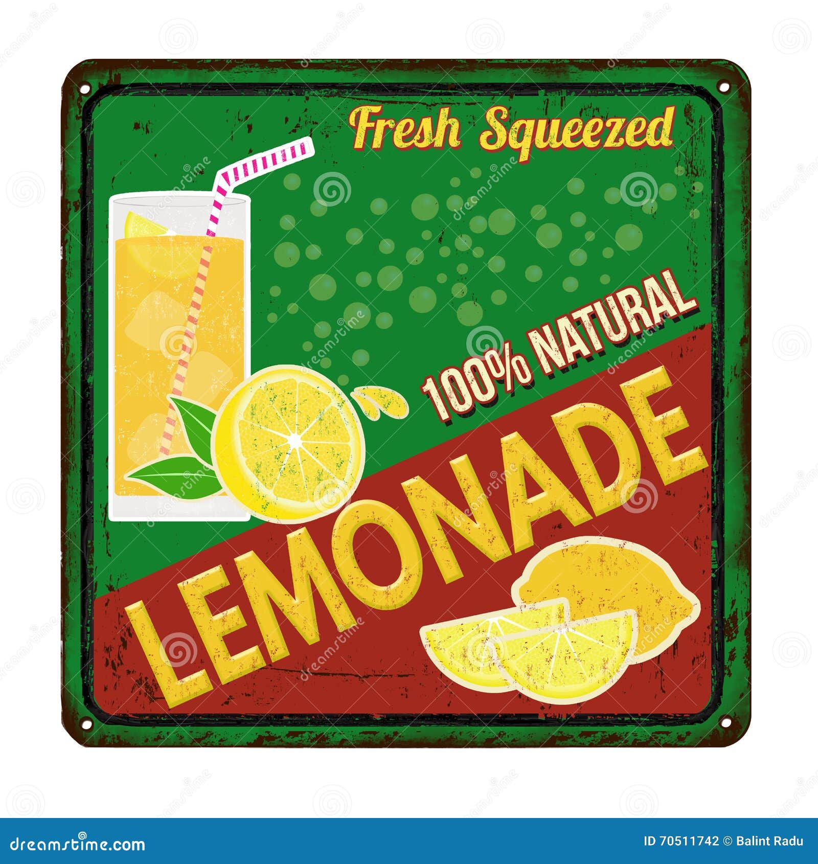 Lemonade Vintage Rusty Metal Sign Vector Illustration | CartoonDealer ...