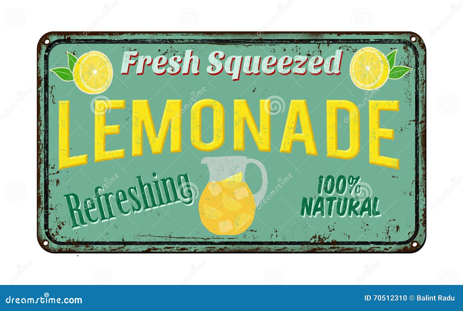 Lemonade Vintage Rusty Metal Sign Vector Illustration | CartoonDealer ...
