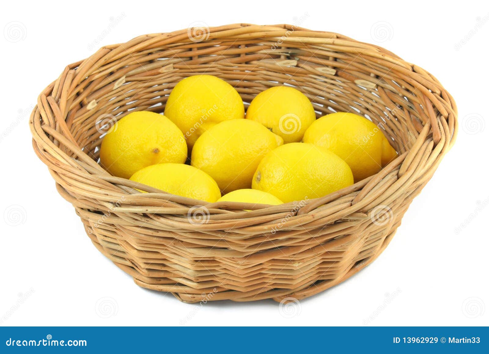 Lemons in basket stock image. Image of isolated, healthy - 13962929