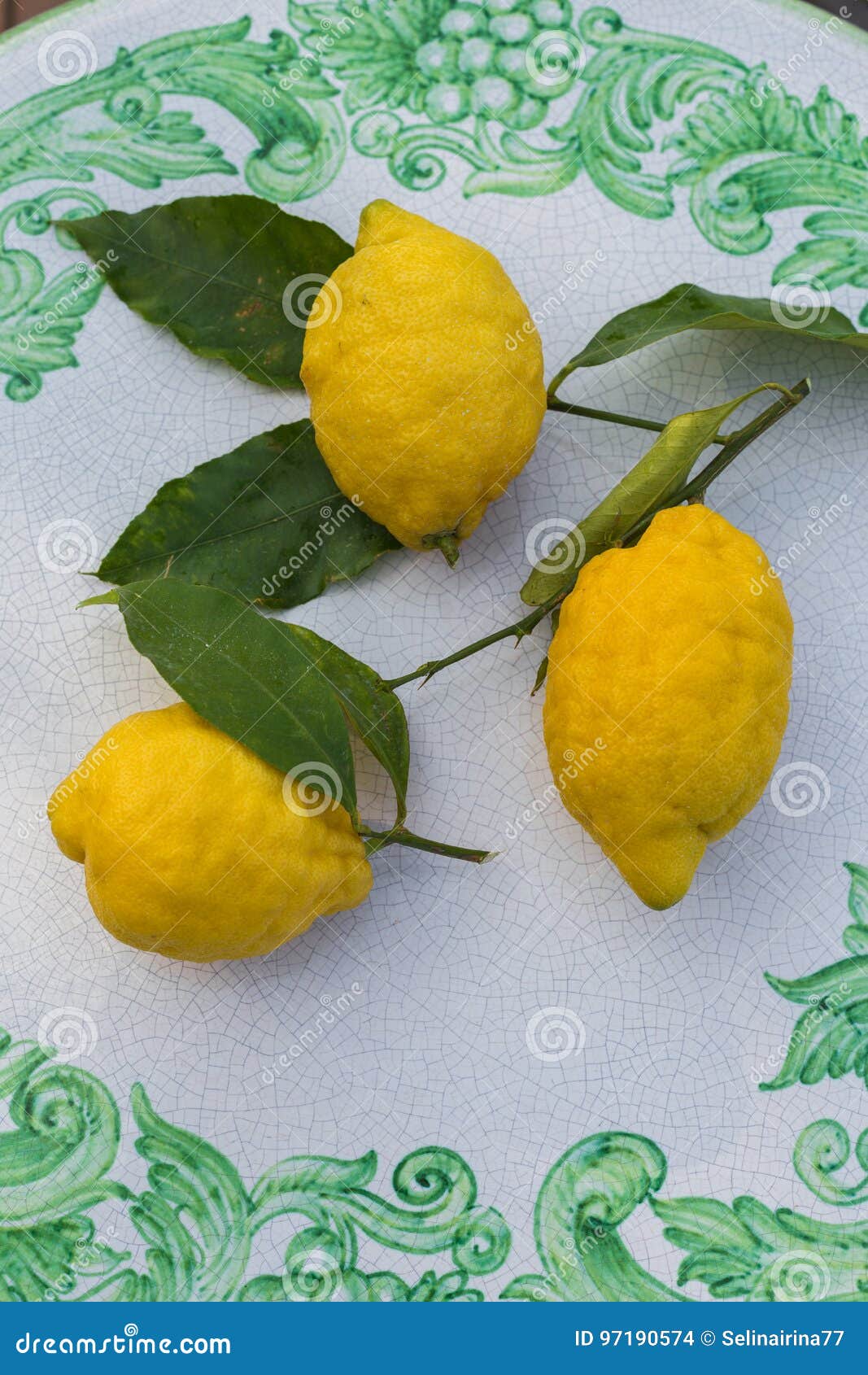 Lemons on Ceramic Table Pattern. Stock Photo - Image of horizontal ...