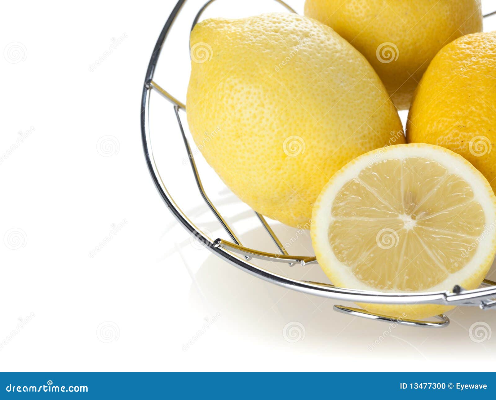 Lemons in chrome basket stock photo. Image of lemon, food - 13477300