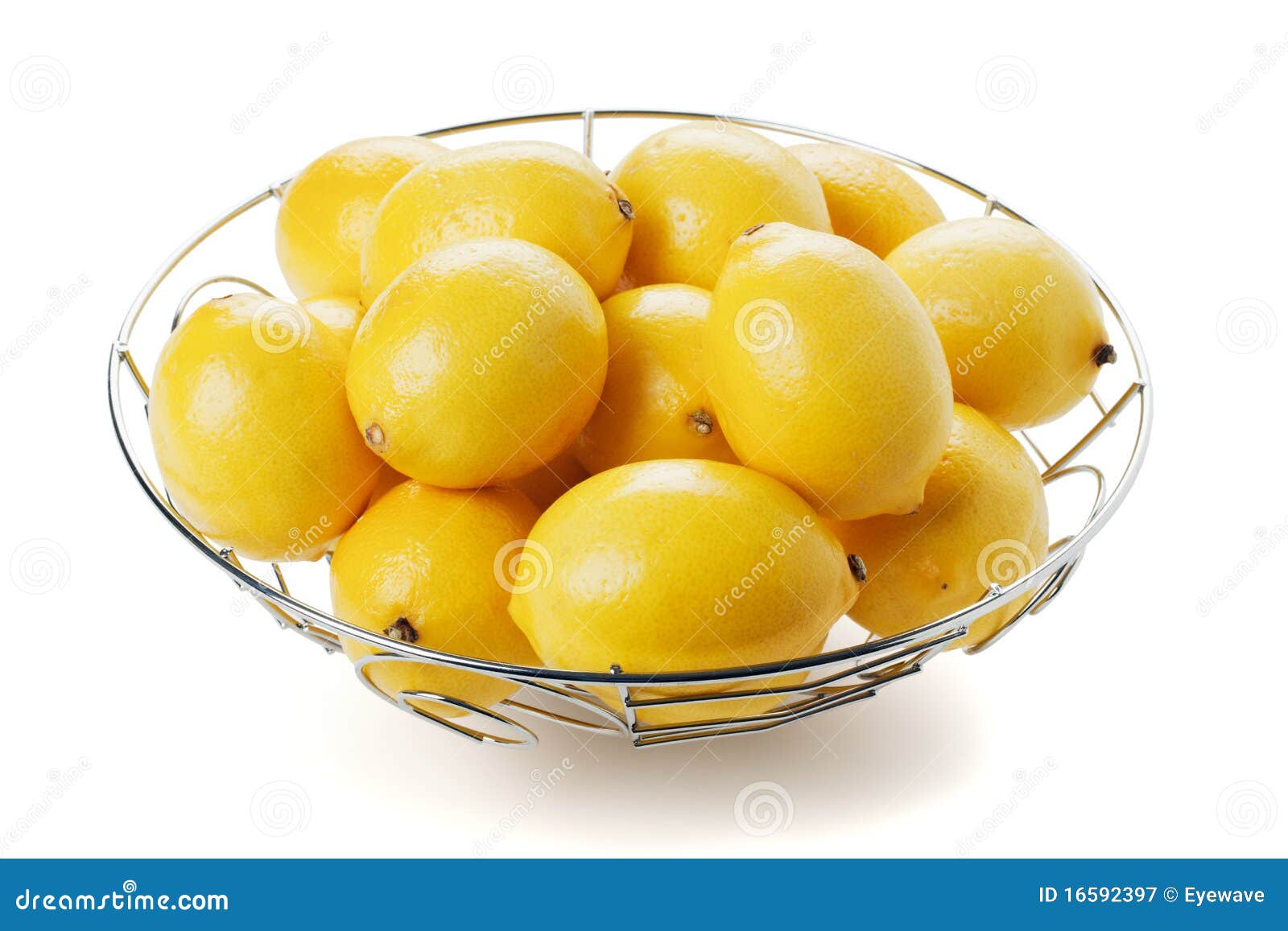 Lemons in chrome basket stock image. Image of citrus - 16592397
