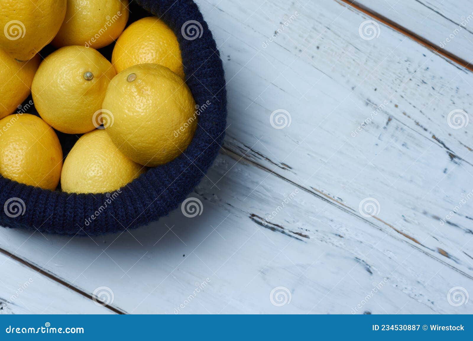Lemons in a Cloth Bag on the Table Stock Image - Image of wooden ...
