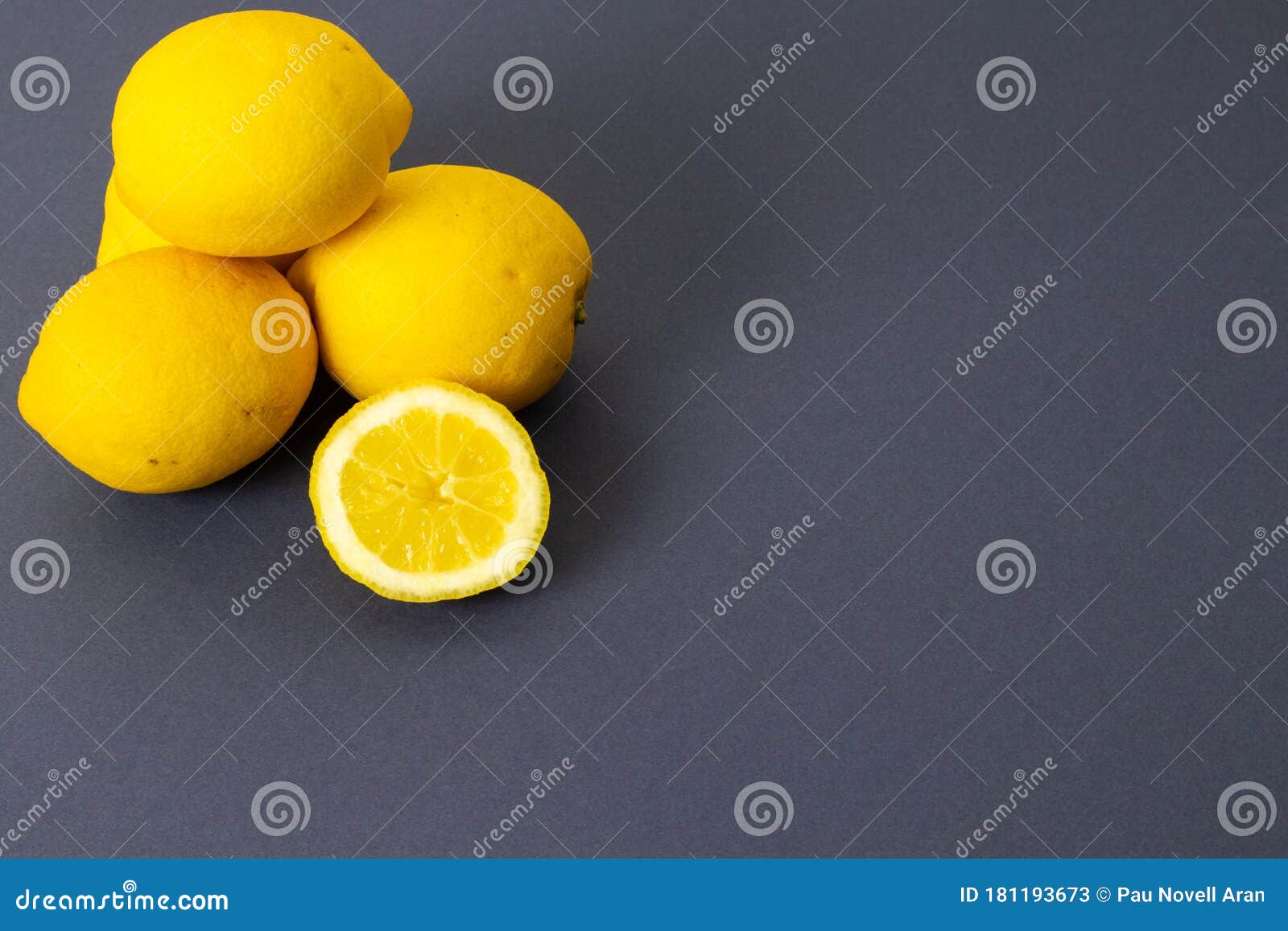 Lemons on Dark Blue Background. Copy Space Stock Image - Image of ...