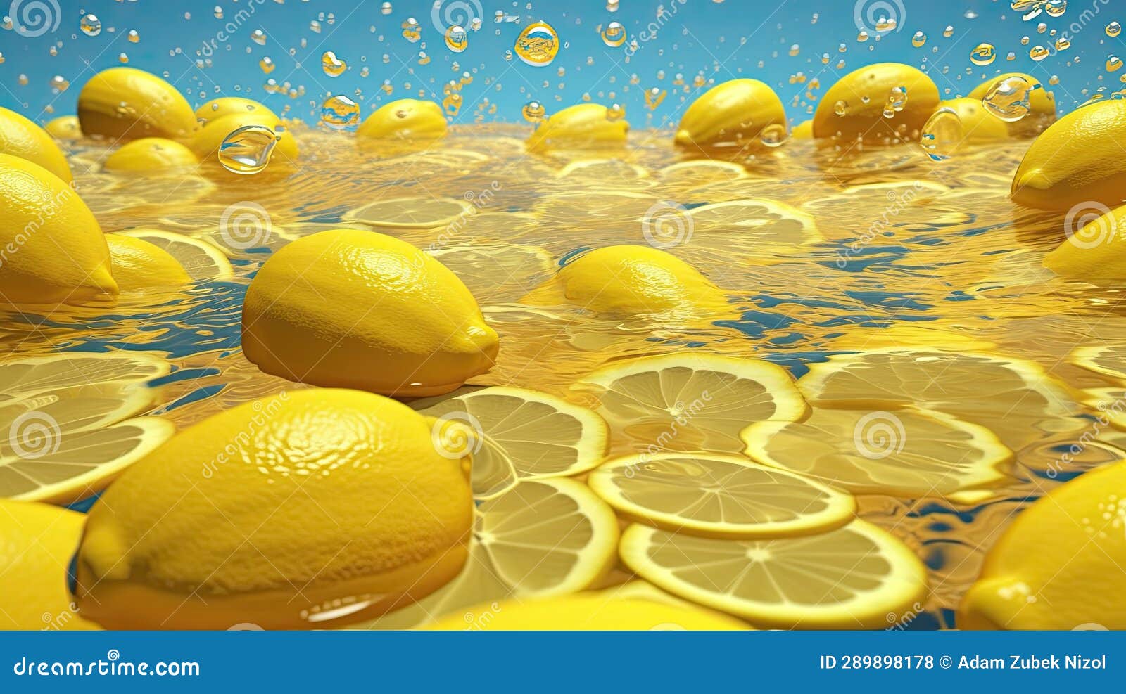 Lemons and Lemons Floating in Water Stock Illustration - Illustration ...