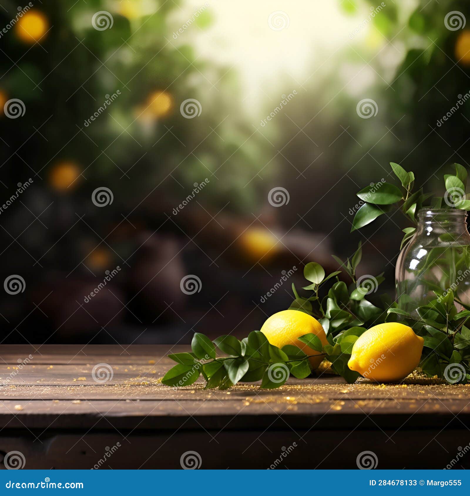Lemons Fruits Backgrounds with Empty Wooden Table. Stock Image - Image ...