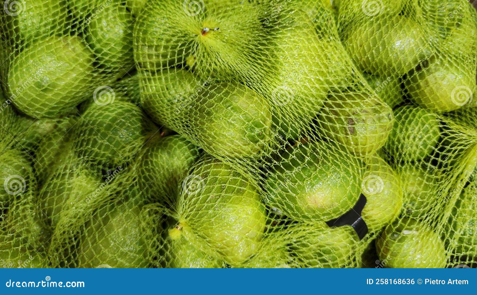 Lemons Inside the Net on Yellow Background Stock Photo - Image of ...