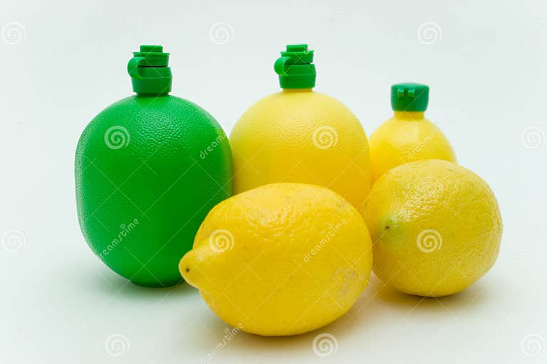 Lemons and Juice Containers Stock Photo - Image of lemon, sour: 790910