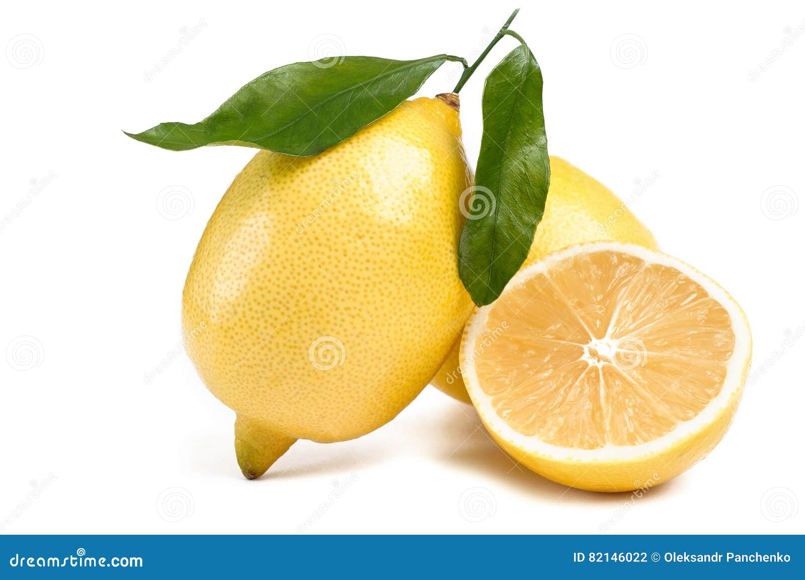 Lemons with leaf stock photo. Image of food, isolated - 82146022