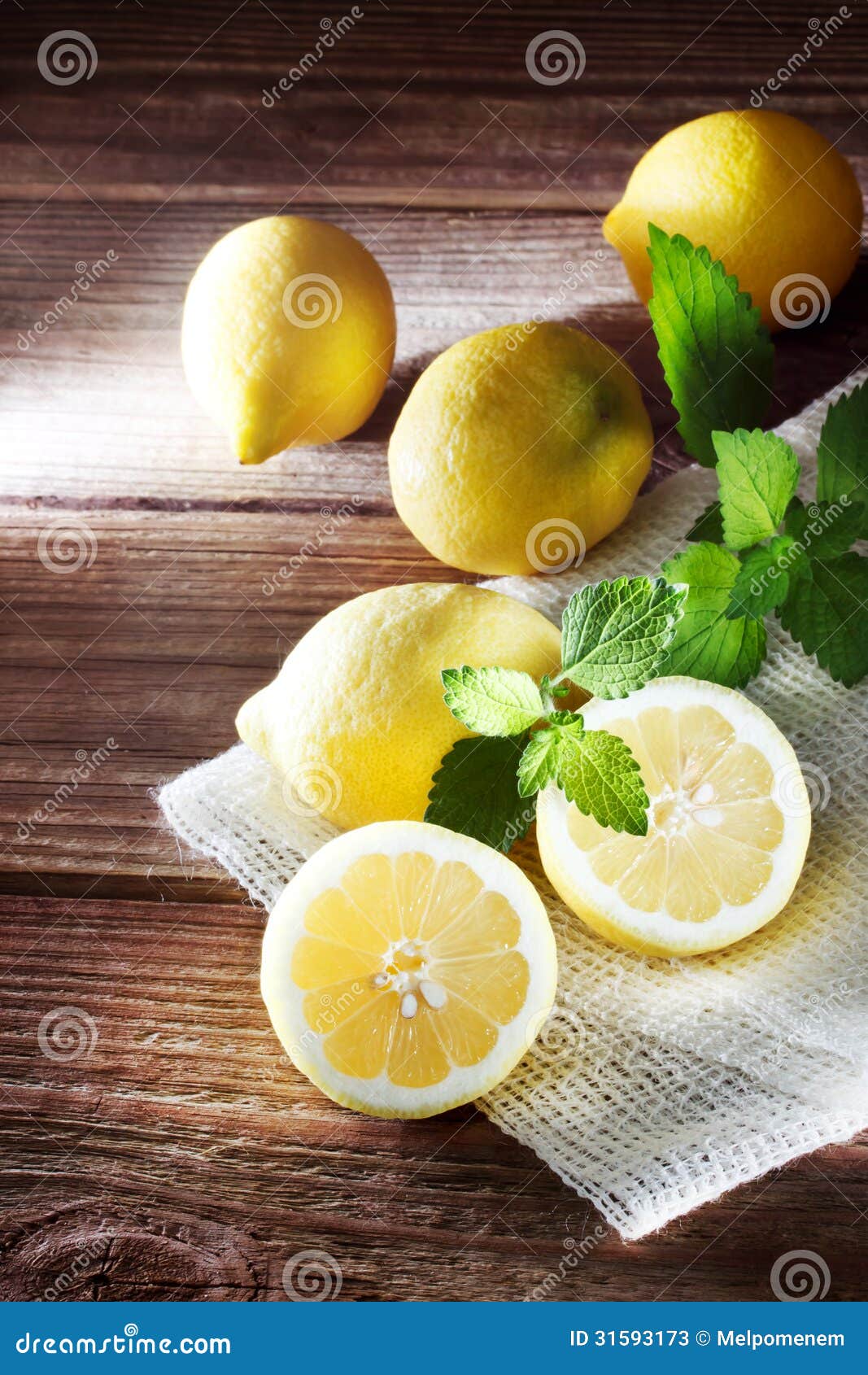 Lemons on a Rustic Wooden Table Stock Image - Image of country, bunch ...