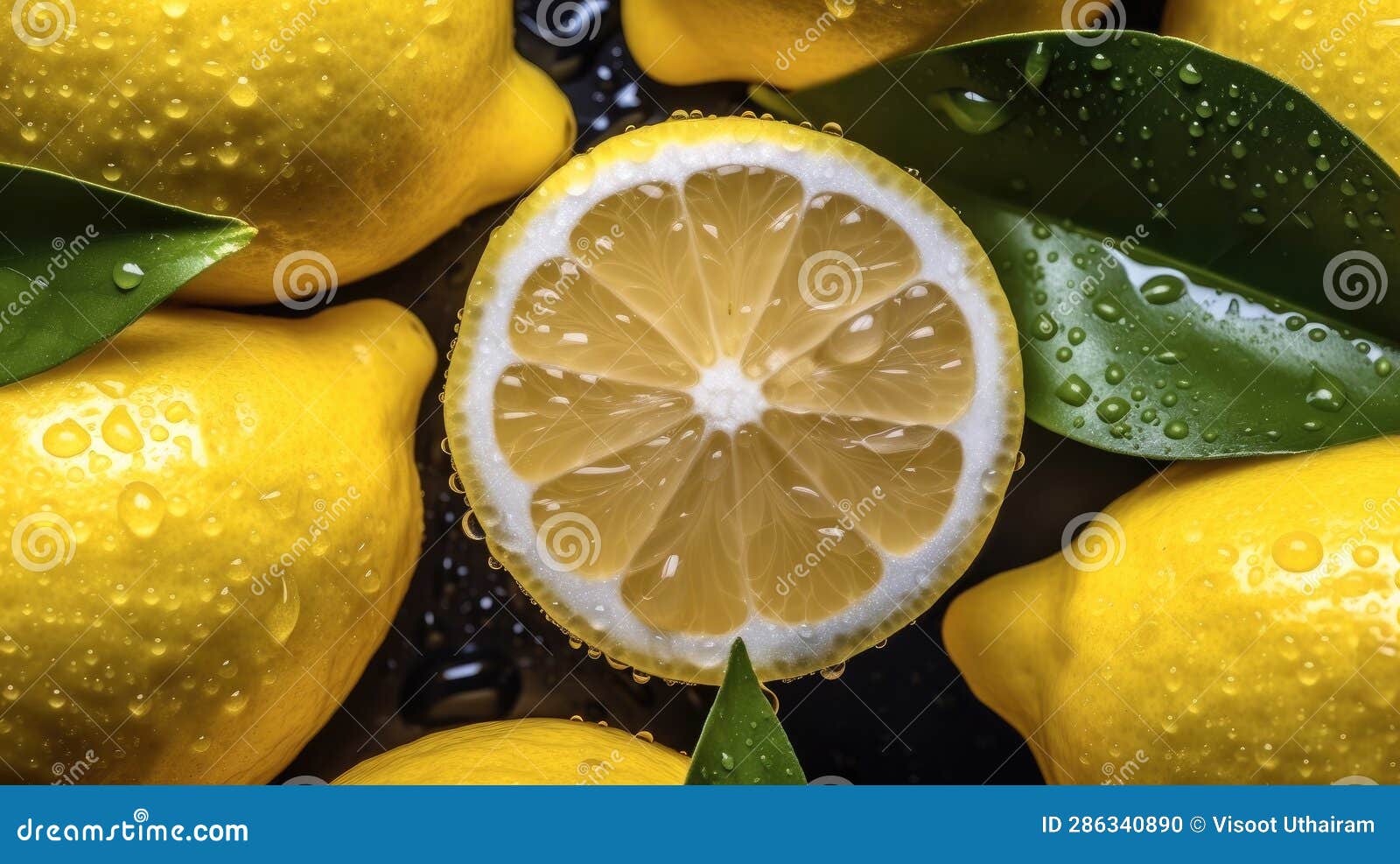 Lemons with Water Drops, Details of a Fresh Lemon Stock Illustration ...