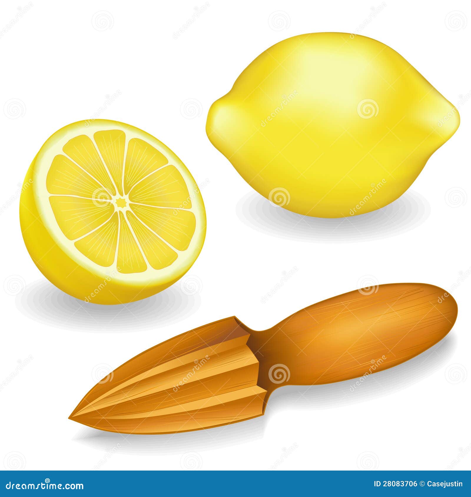 Lemons and Wood Lemon Reamer Stock Vector - Illustration of organic ...
