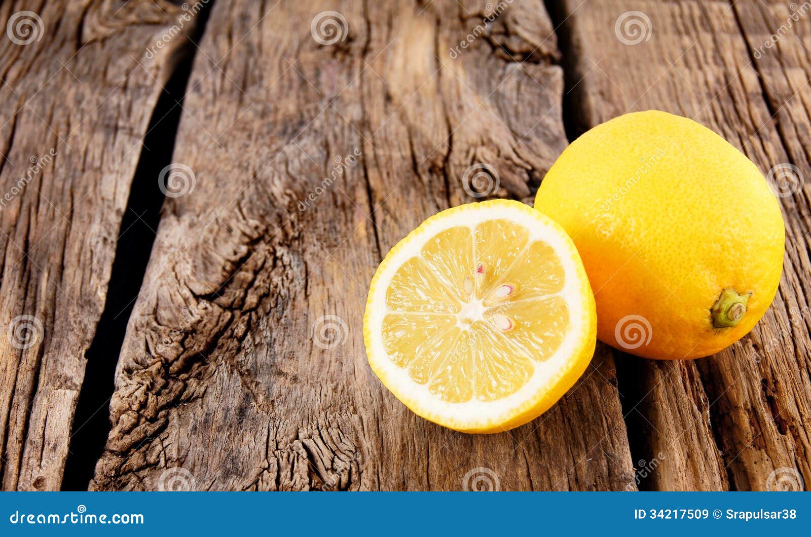 Lemons. on wooden board. stock image. Image of citrus - 34217509