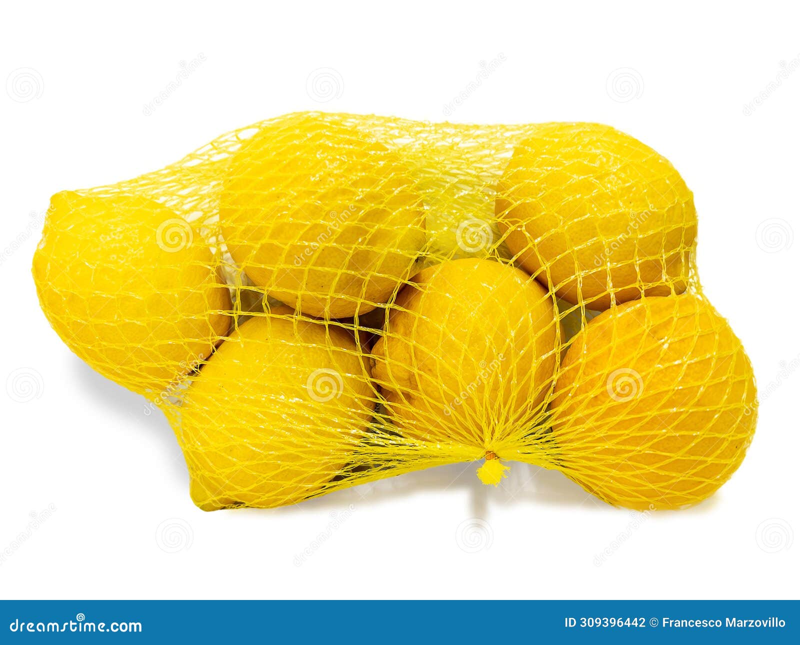 Lemons in Yellow Plastic Net Isolated on White Stock Photo - Image of ...