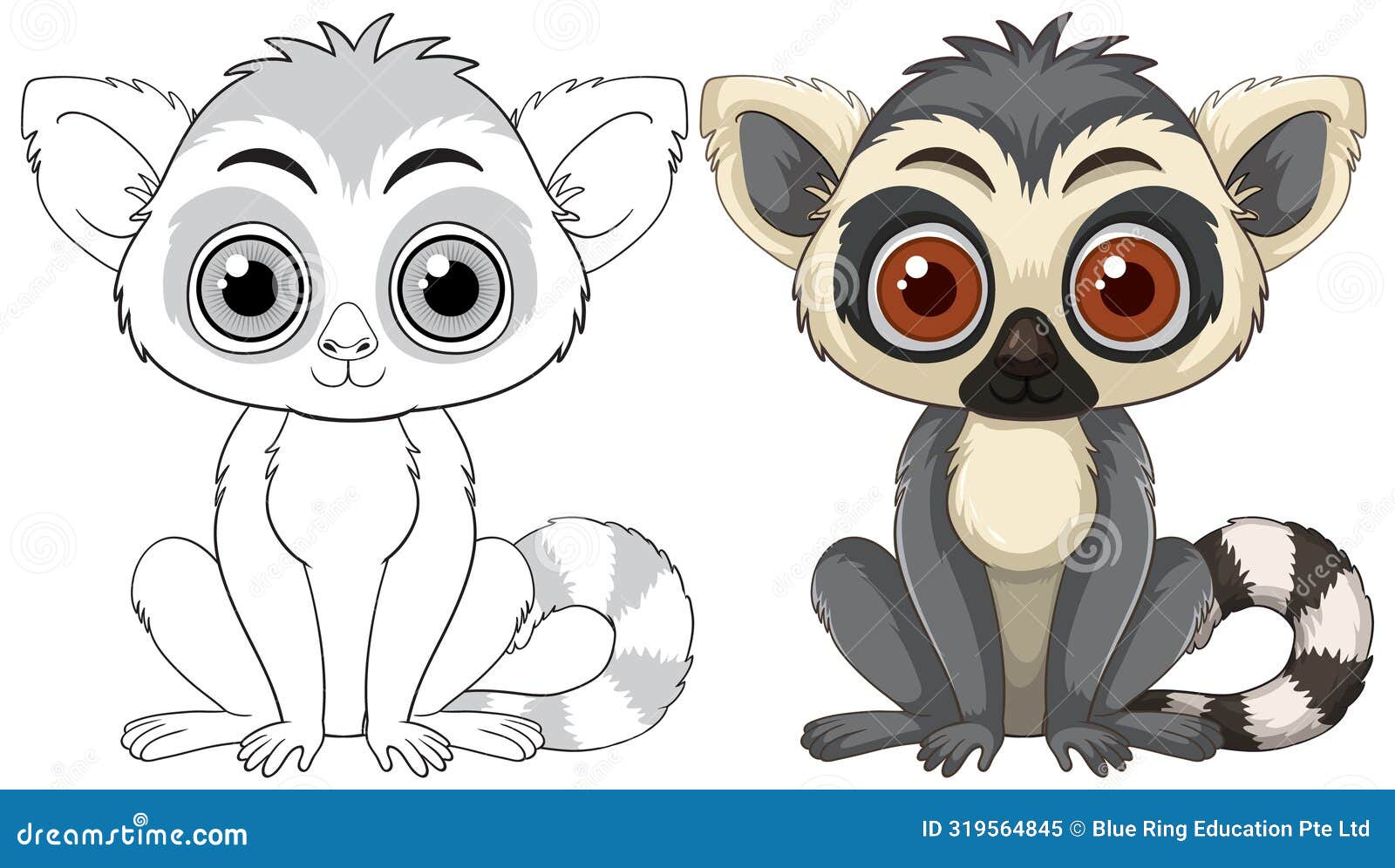 Lemur. Outline Drawing. Coloring Book. Vector Illustration Of An Animal ...