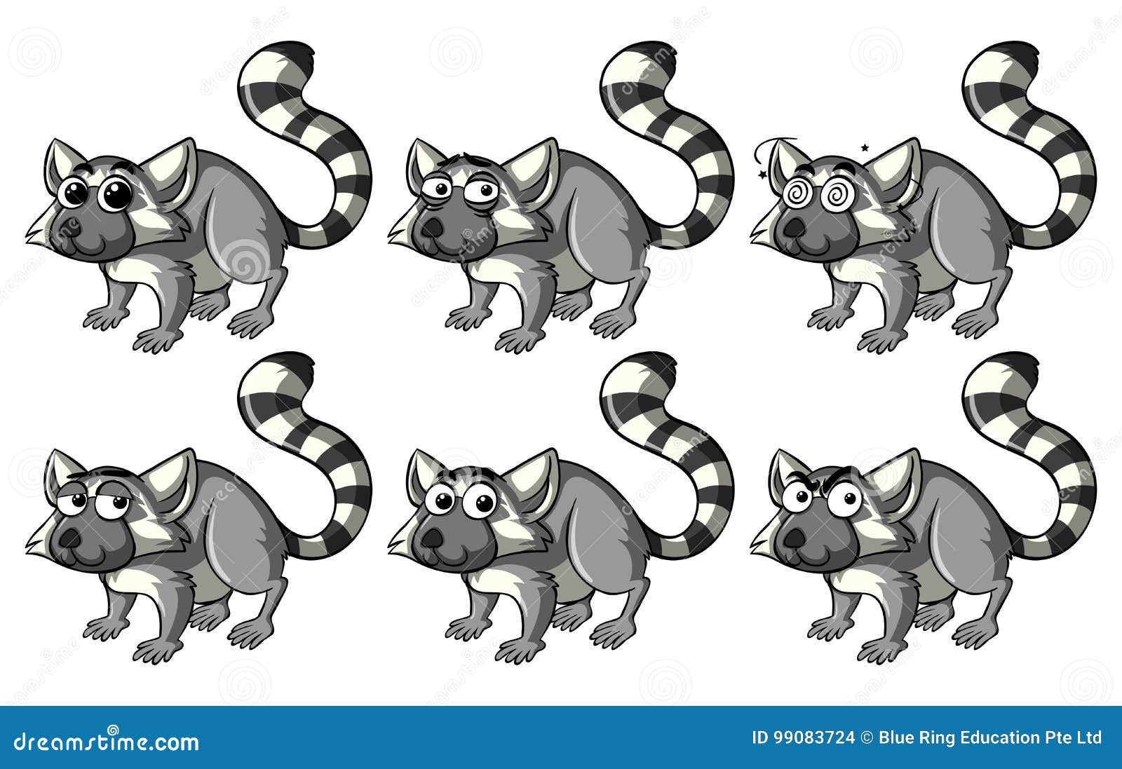 Angry Lemur In Surrealistic Portrait On Blue Background Stock Photo ...