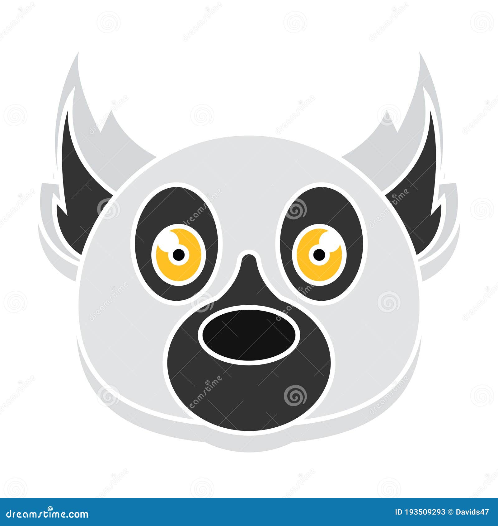 Lemur head cartoon stock vector. Illustration of background - 193509293