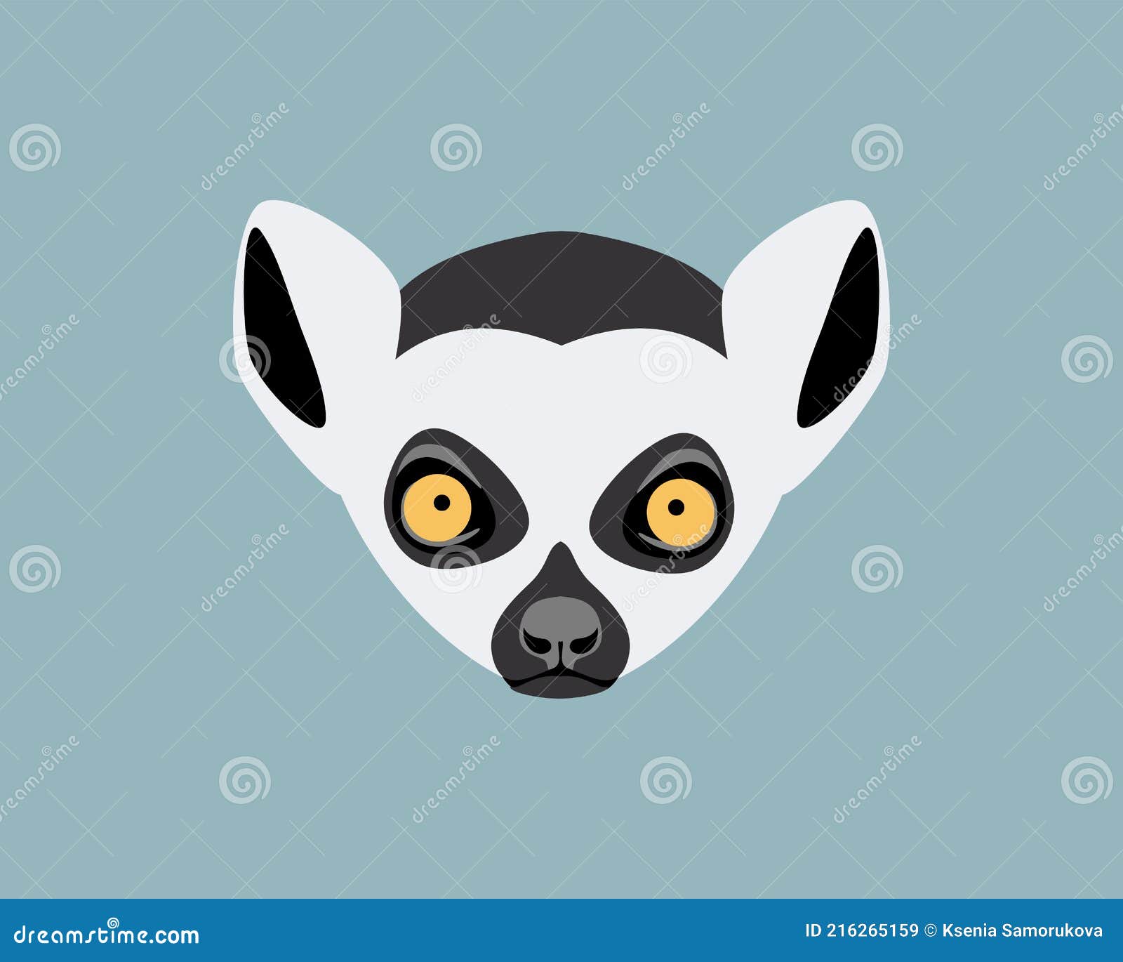 Lemur Head. Vector Flat Symbol Stock Vector - Illustration of face ...