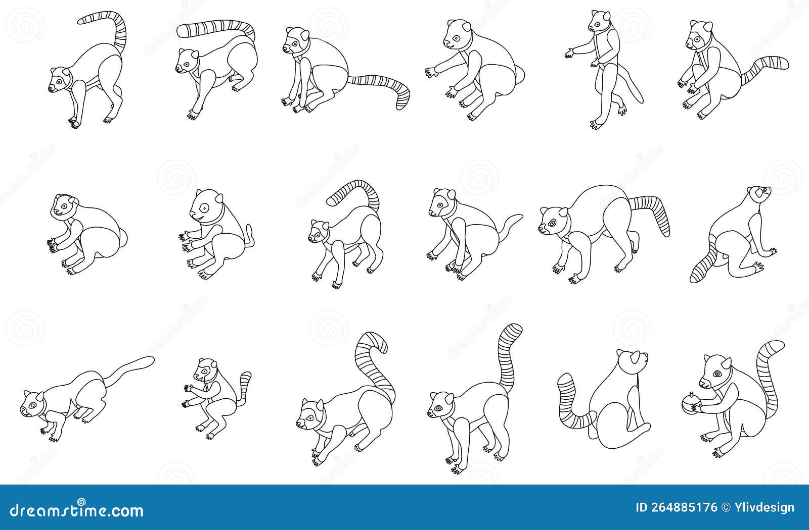 Lemur. Outline Drawing. Coloring Book. Vector Illustration Of An Animal ...