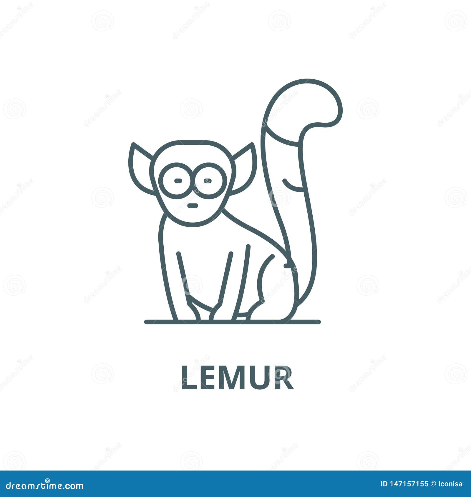 Lemur. Outline Drawing. Coloring Book. Vector Illustration Of An Animal. Flat Style ...
