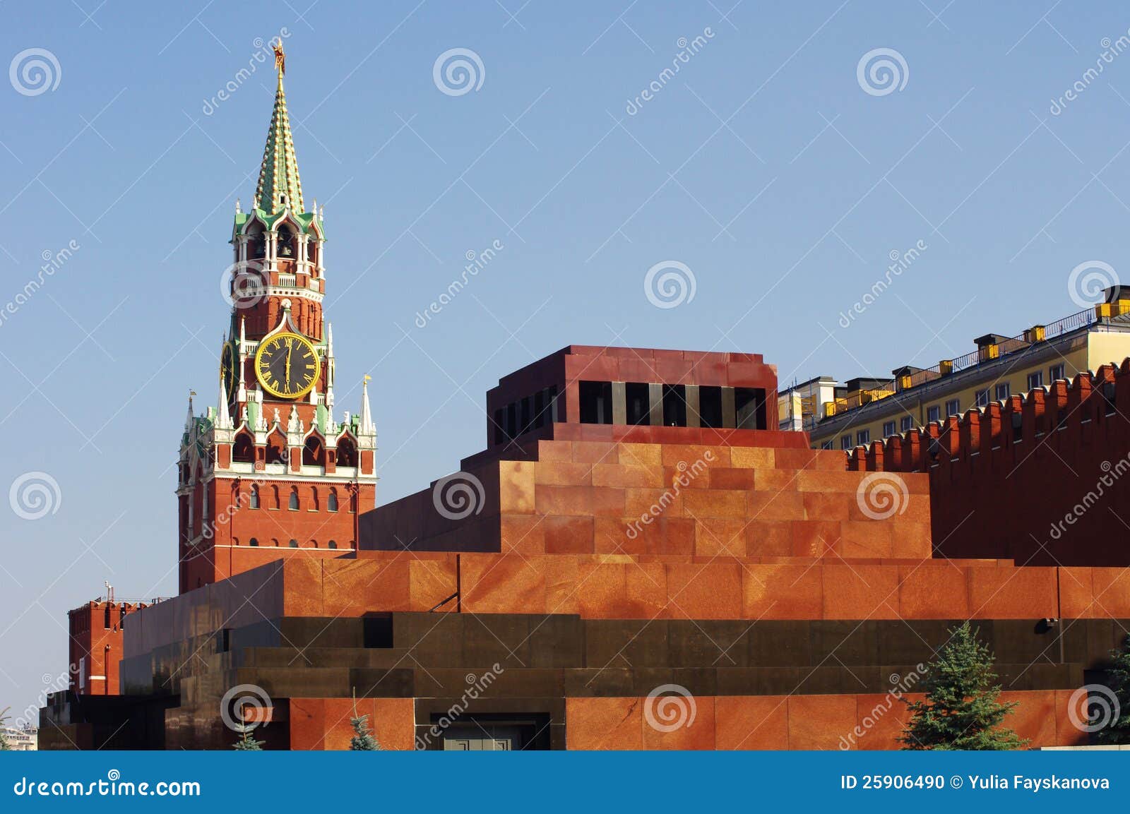 Lenin Mausoleum and Kremlin`s Tower at Red Square Stock Photo - Image ...