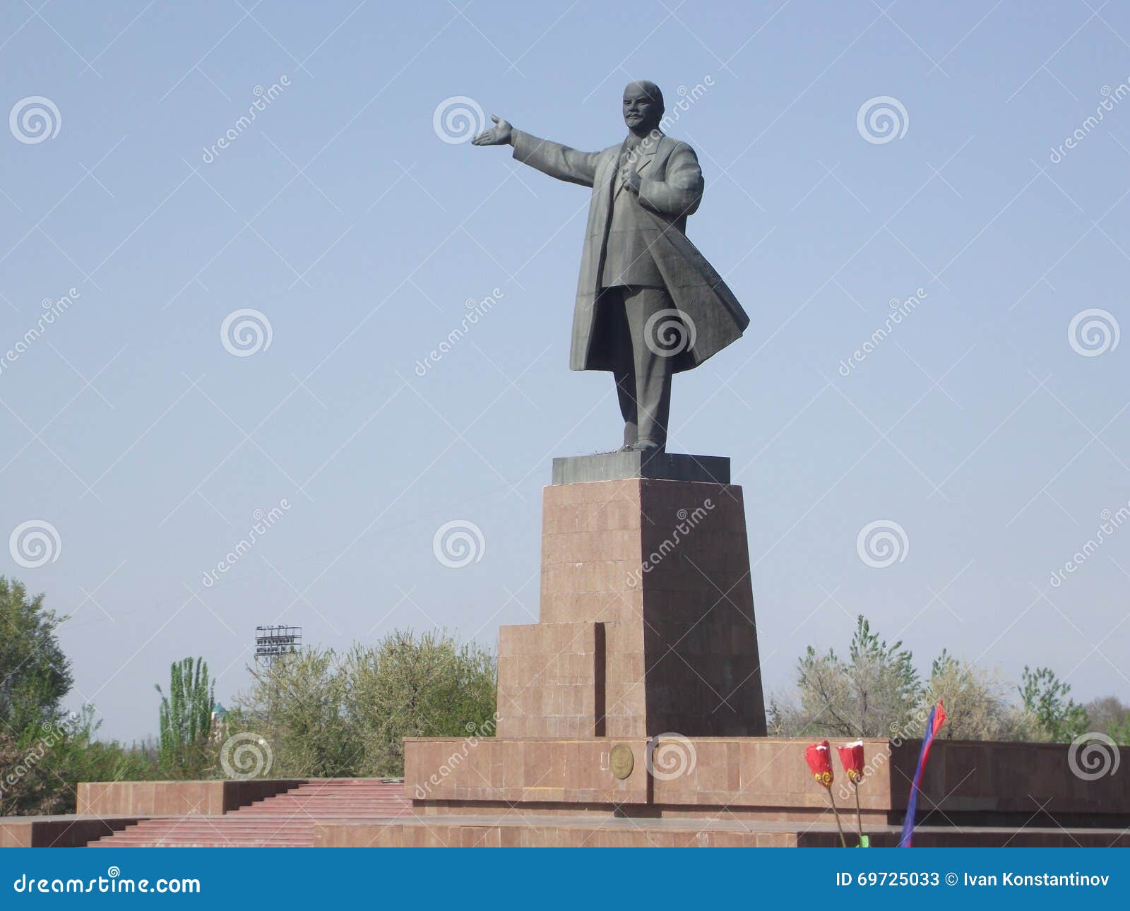 Lenin Monument in the City of Osh. Stock Image - Image of mountain ...