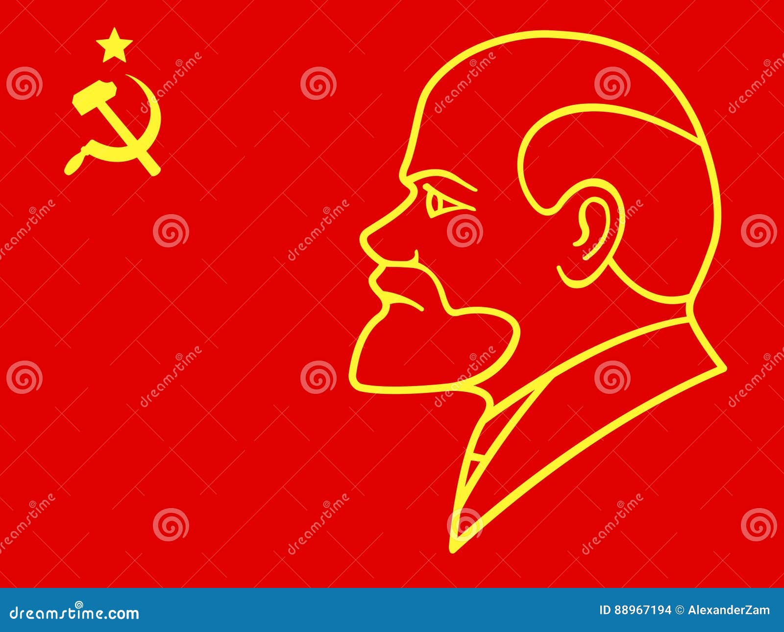 Lenin on red flag stock vector. Illustration of portrait - 88967194