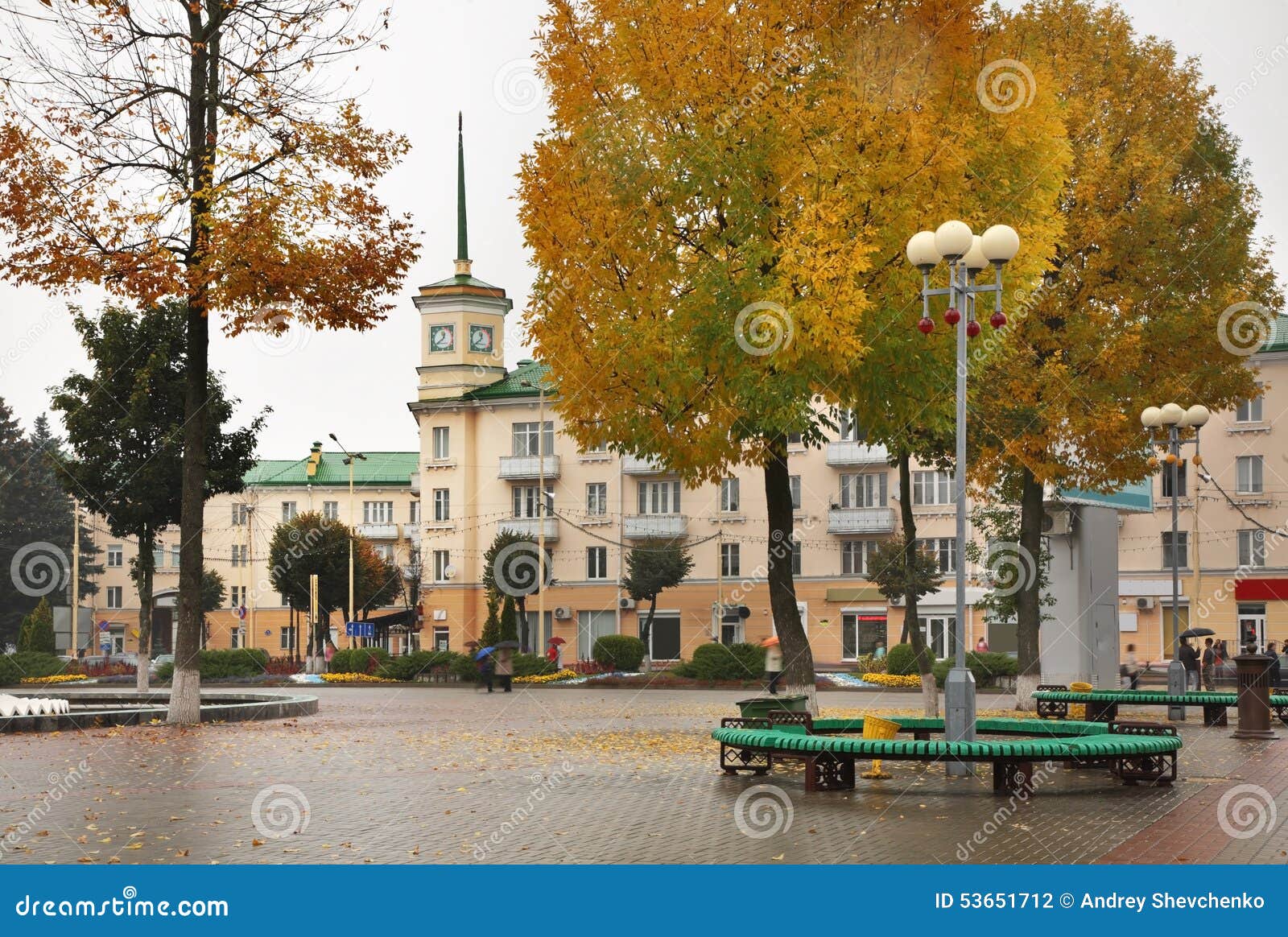 Lenin Square in Baranovichi. Belarus Stock Photo - Image of yellow ...