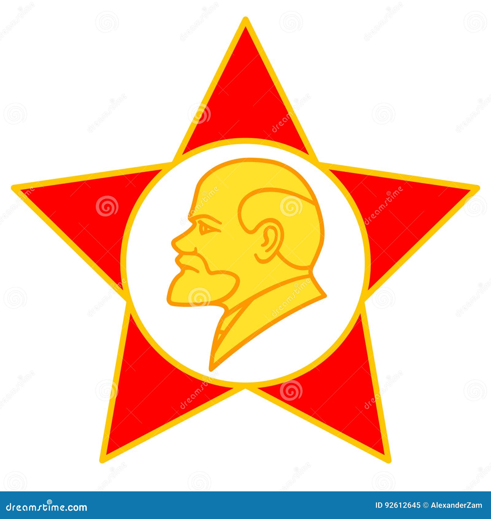 Lenin on star stock vector. Illustration of insignia - 92612645