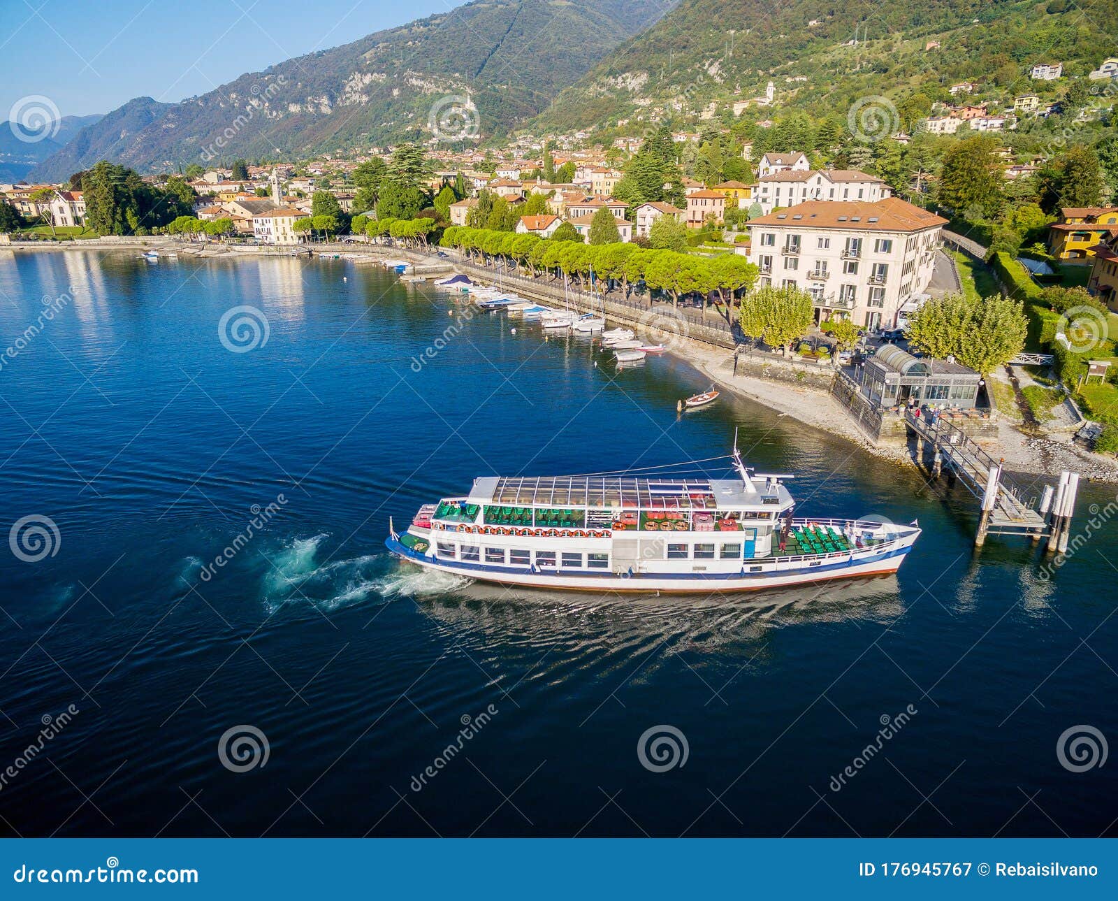 Lenno - Lake Como it - Aerial View Stock Image - Image of aerial, coast ...