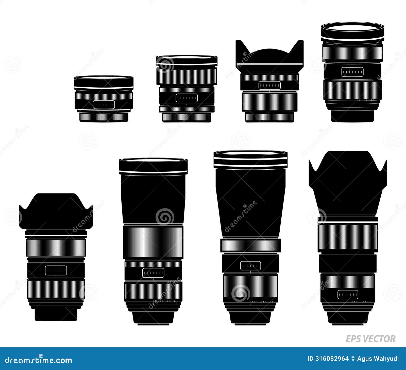 Set of Silhouette Photography Lens Isolated. Eps Vector.. Stock Vector ...