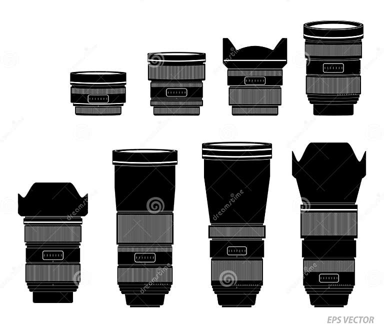 Set of Silhouette Photography Lens Isolated. Eps Vector.. Stock Vector ...