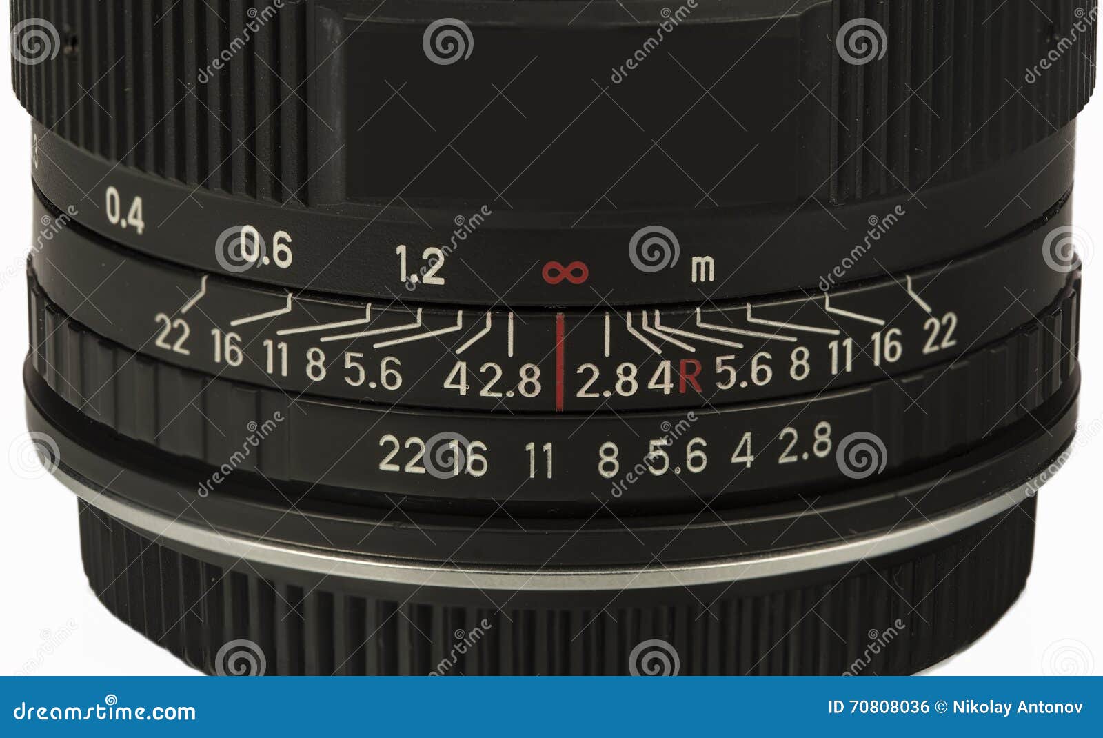 Lens Aperture and Focusing Scale on White Stock Photo - Image of manual ...