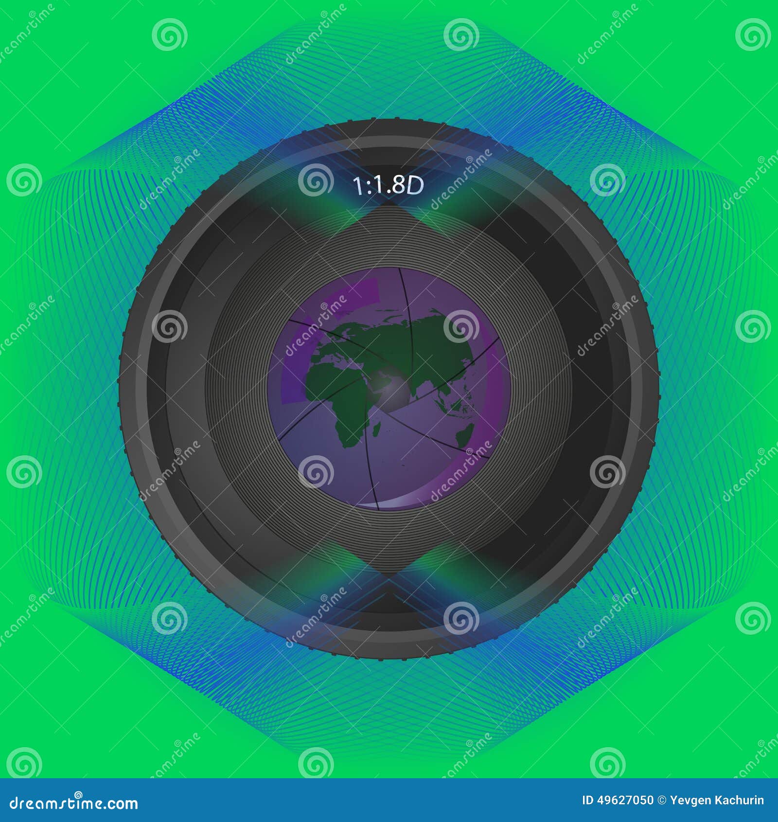 Lens on Background Lines with Reflection Planet Stock Vector ...