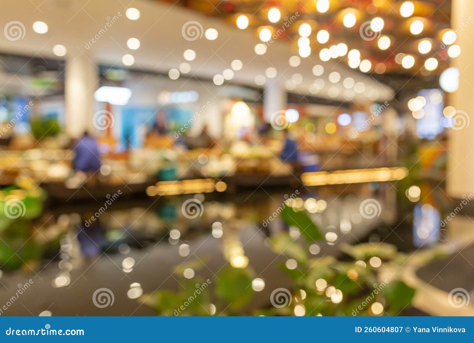 Lens Blur Effect: Colorful Shopping Mall Interior. Background Screen ...