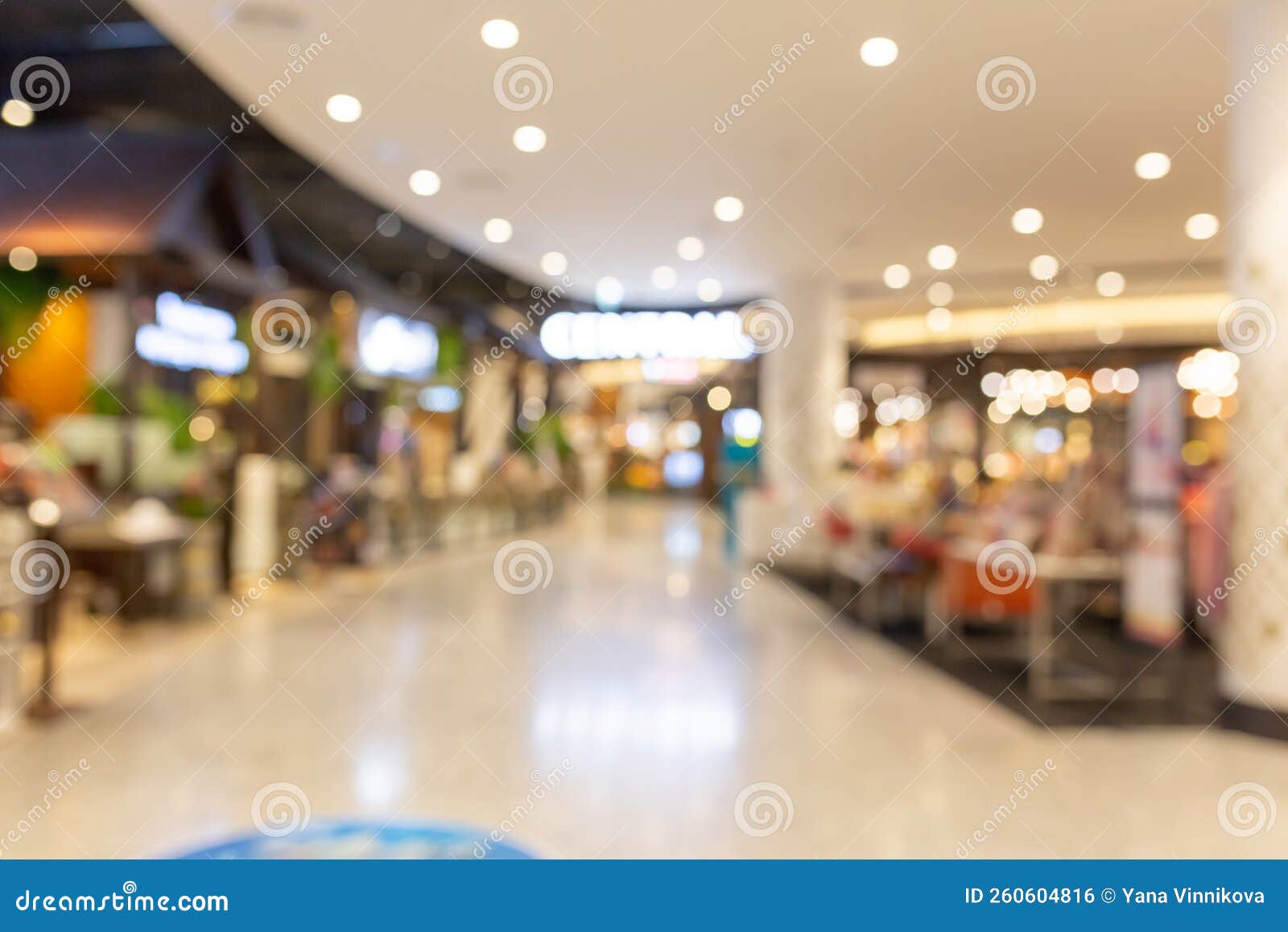 Lens Blur Effect: Colorful Shopping Mall Interior. Background Screen ...