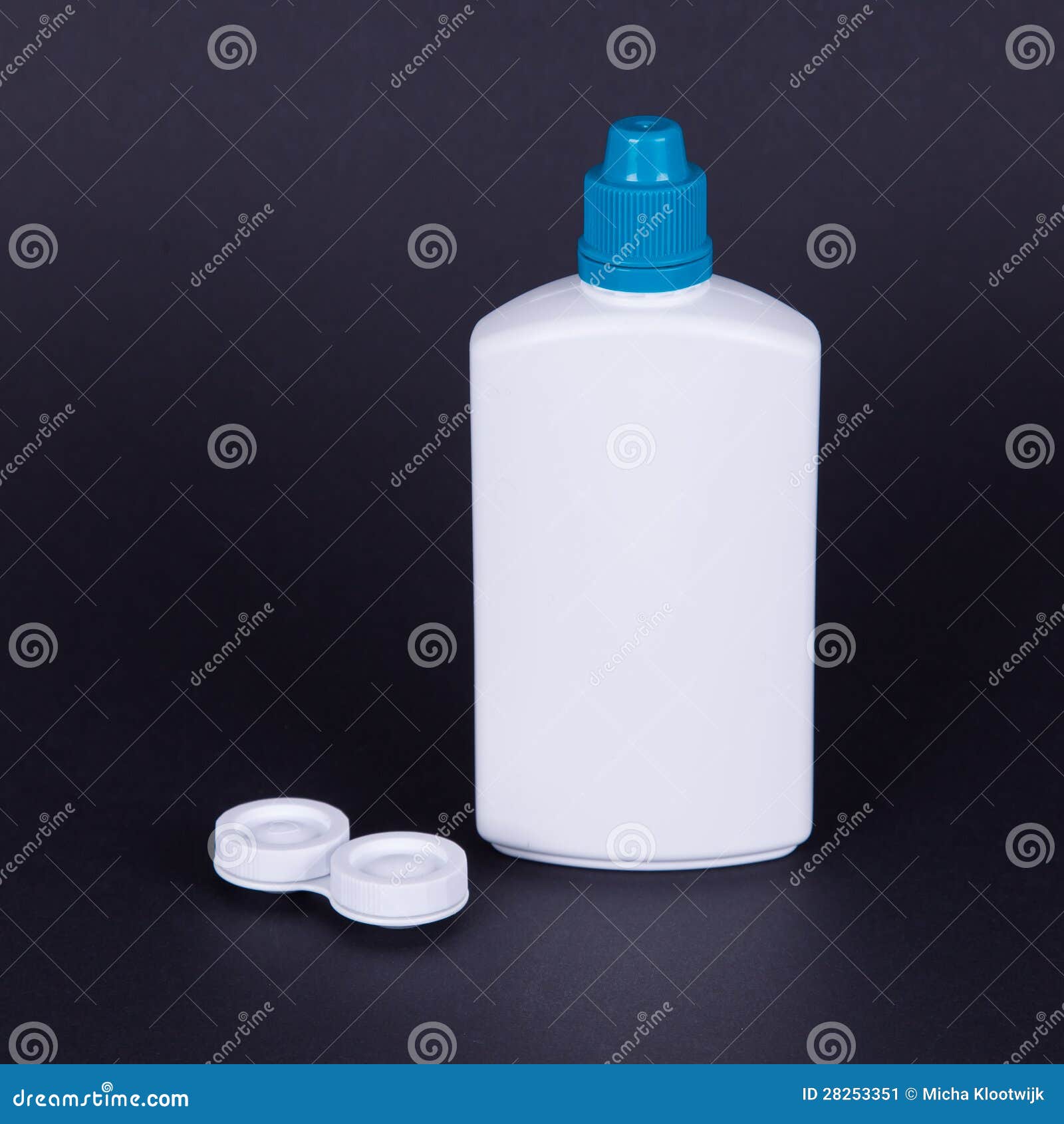 Lens Casing and Bottle of Water on Black Stock Image - Image of contact ...