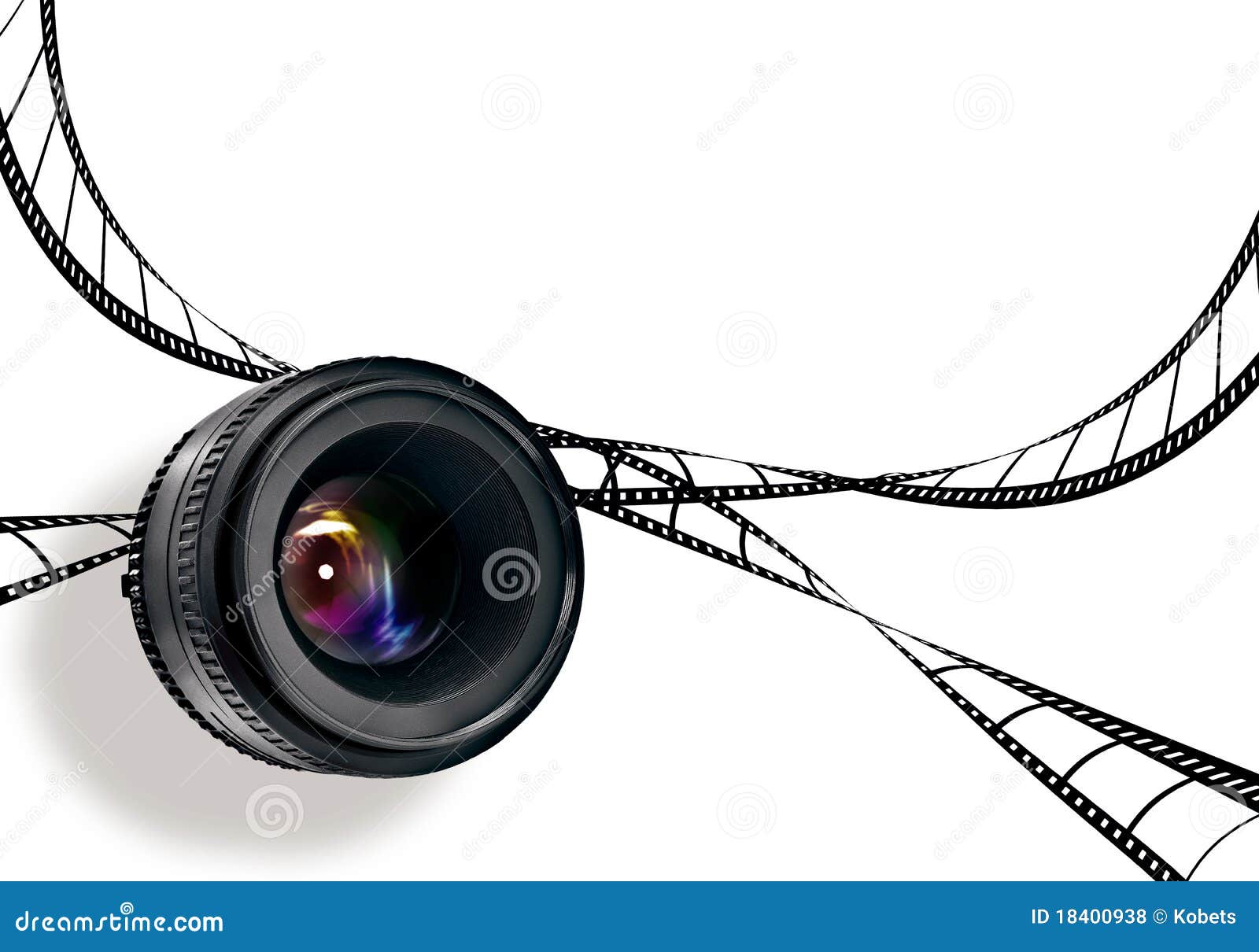 Lens & Film Strip on White Stock Photo - Image of frame, glass: 18400938